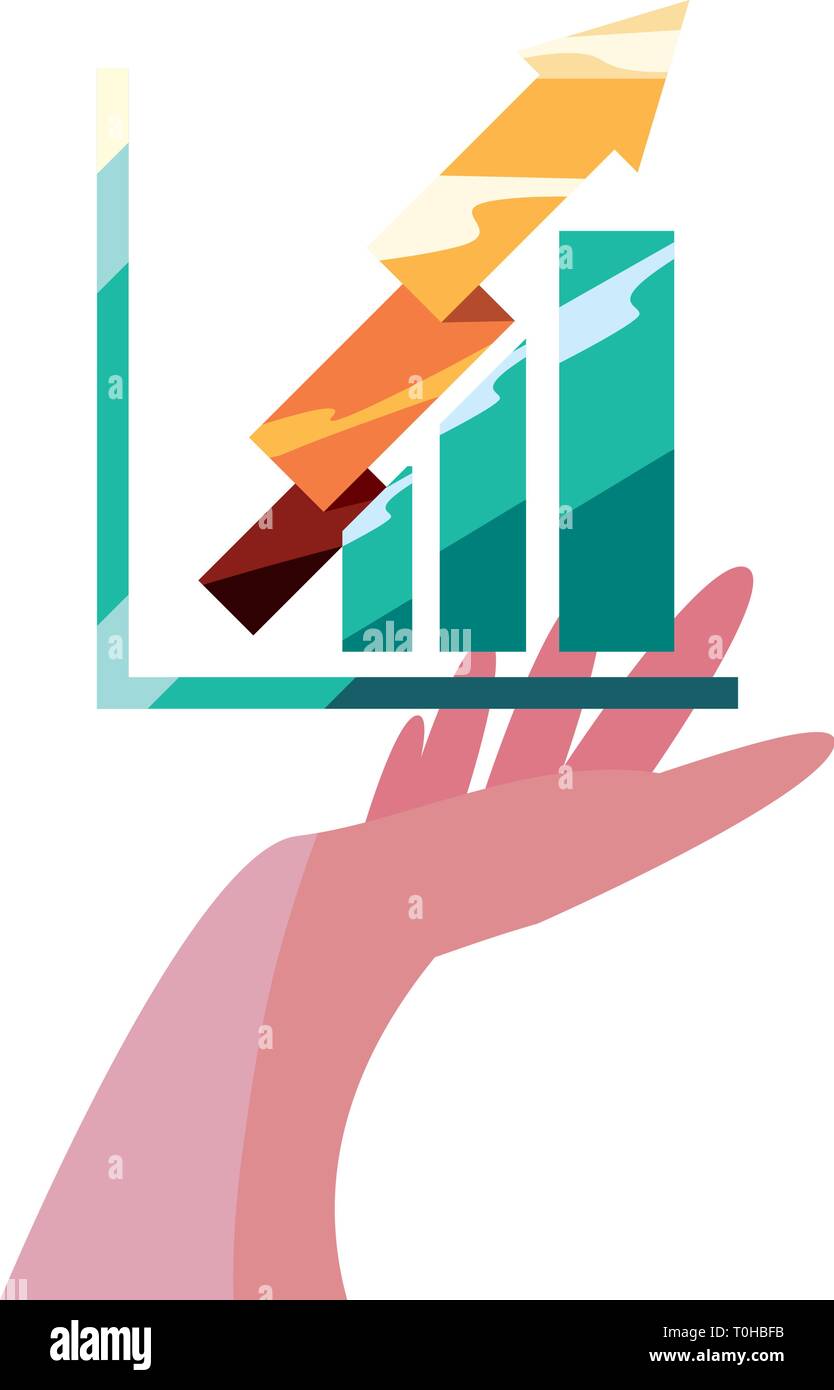 hand with diagram report arrows vector illustration Stock Vector Image ...