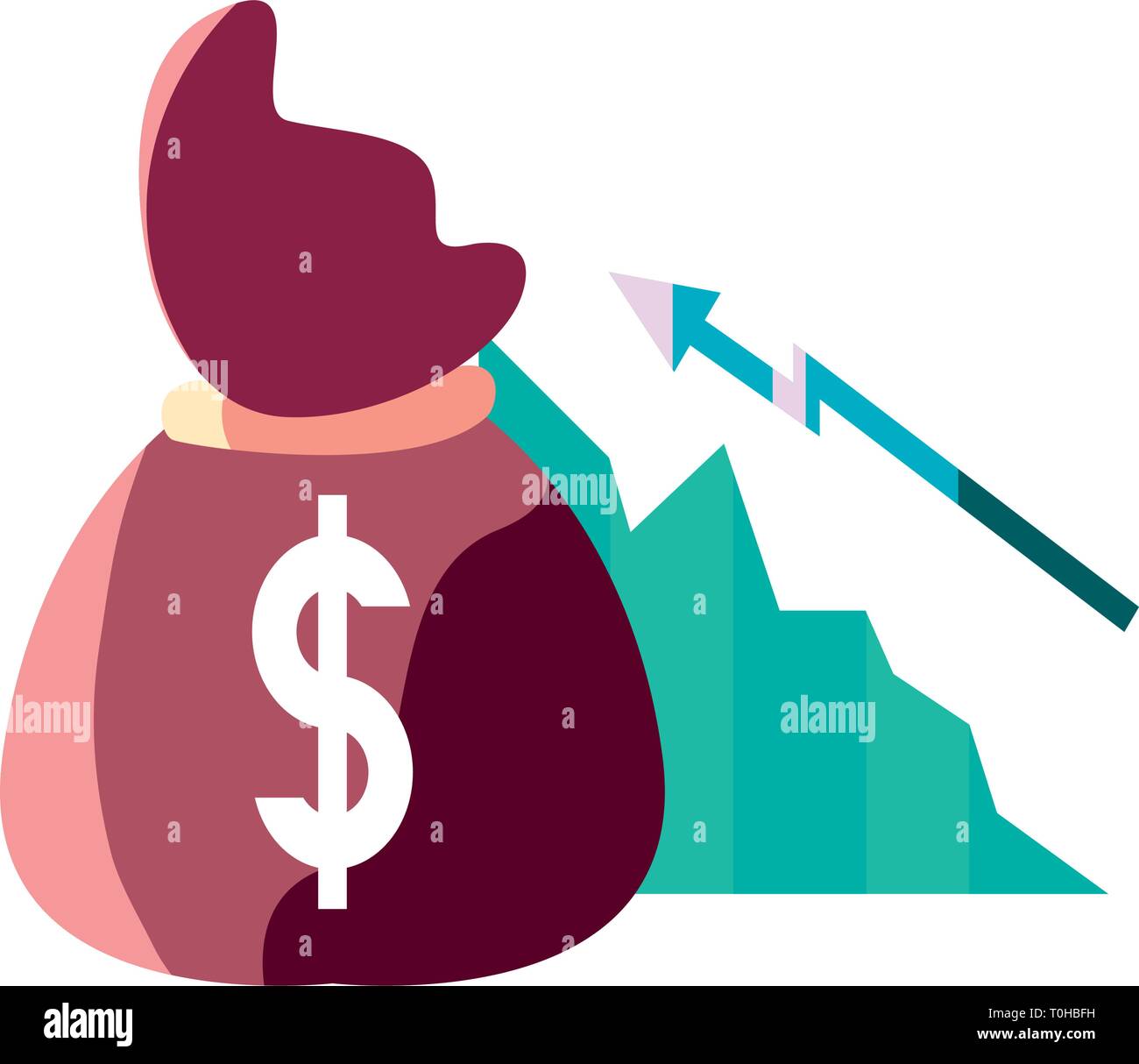 money bag dollar chart arrow vector illustration Stock Vector Image ...