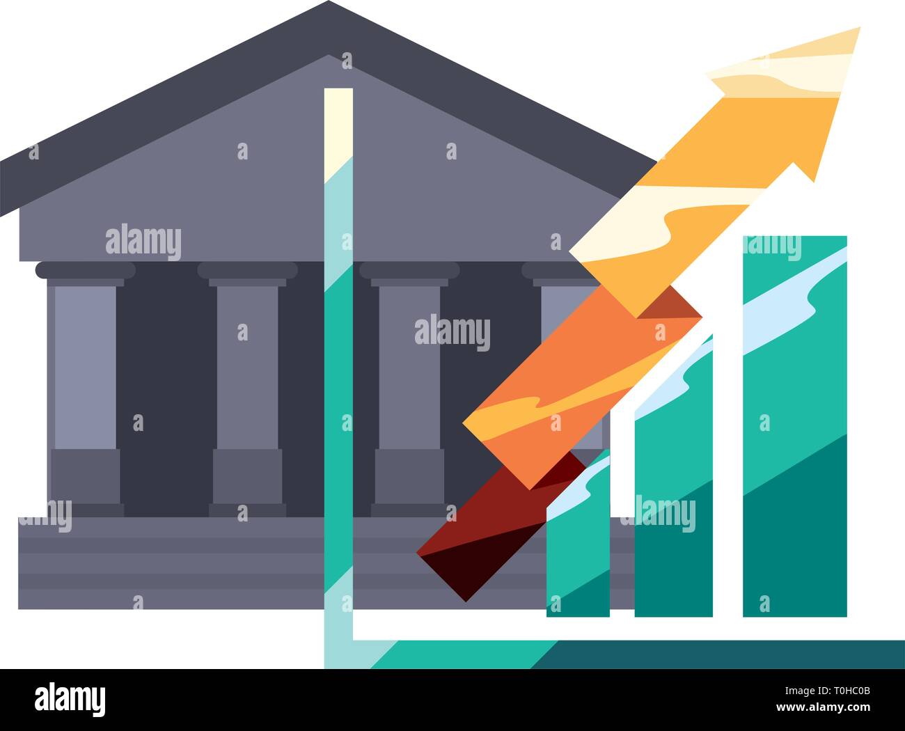 bank chart arrow finance on white background vector illustration Stock ...