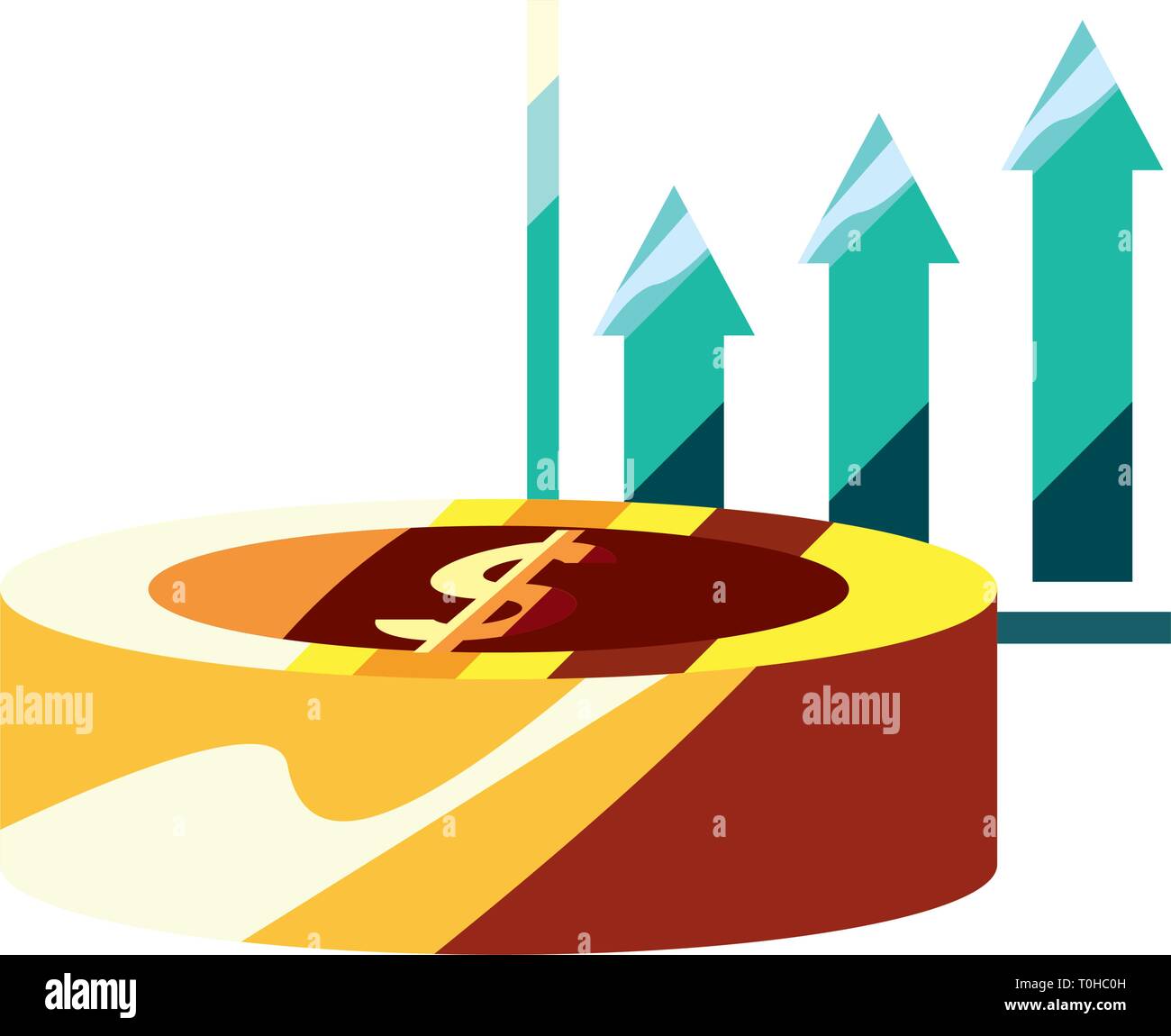 coin dollar diagram arrows increase vector illustration Stock Vector ...