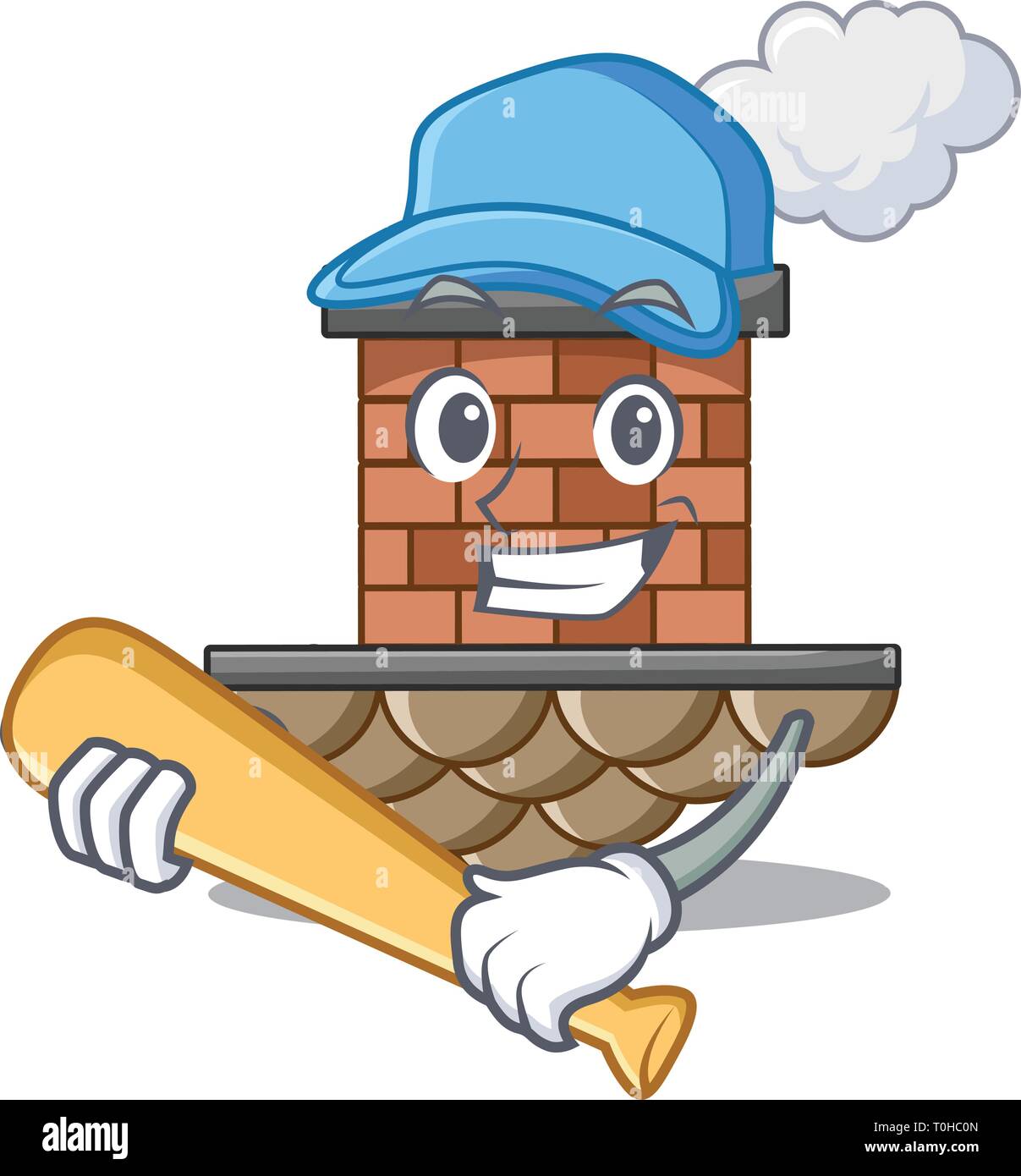 Playing baseball brick chimney in the shape mascot Stock Vector Image ...