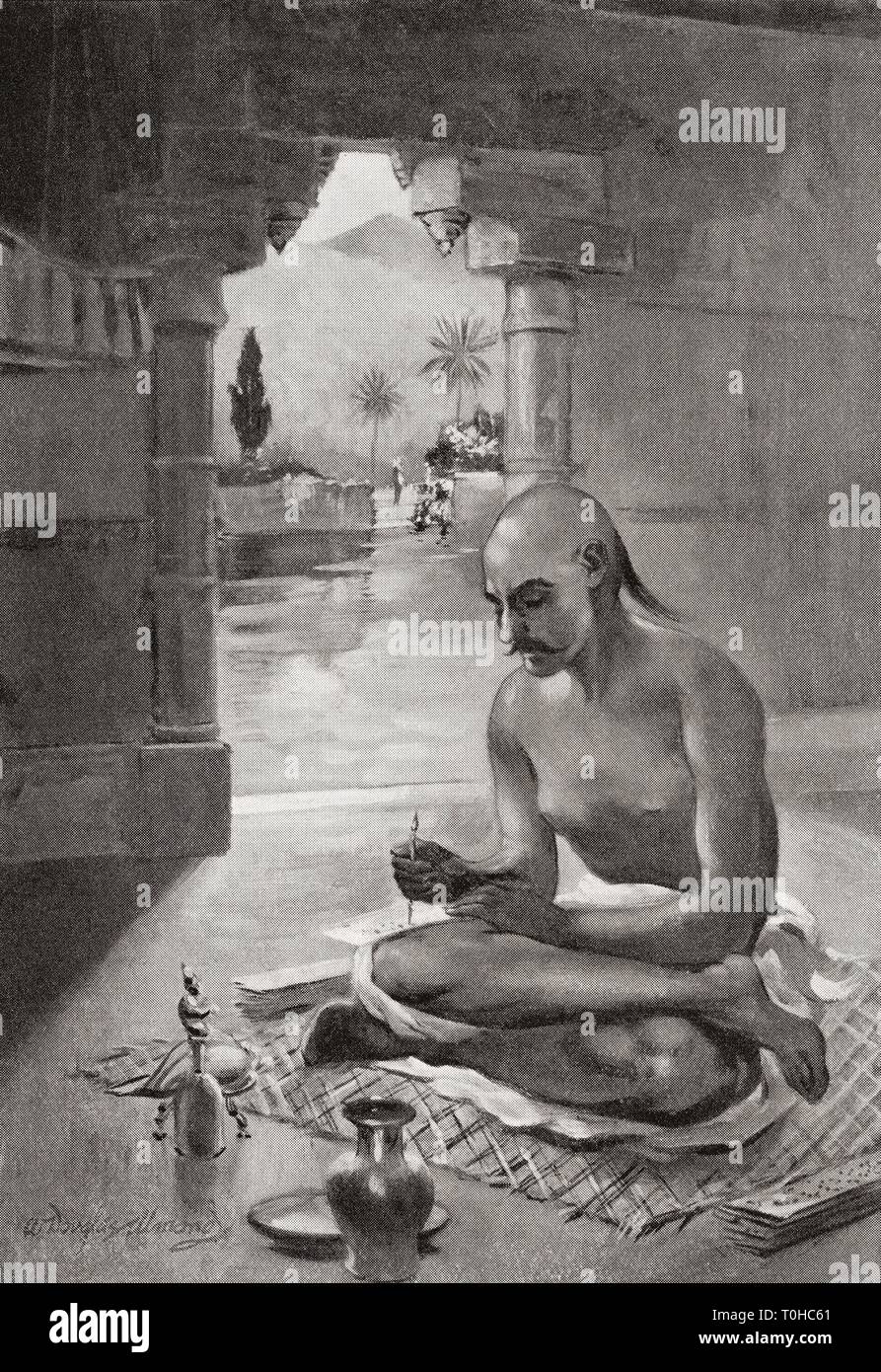 Kalidasa writing the poem Meghaduta Stock Photo - Alamy