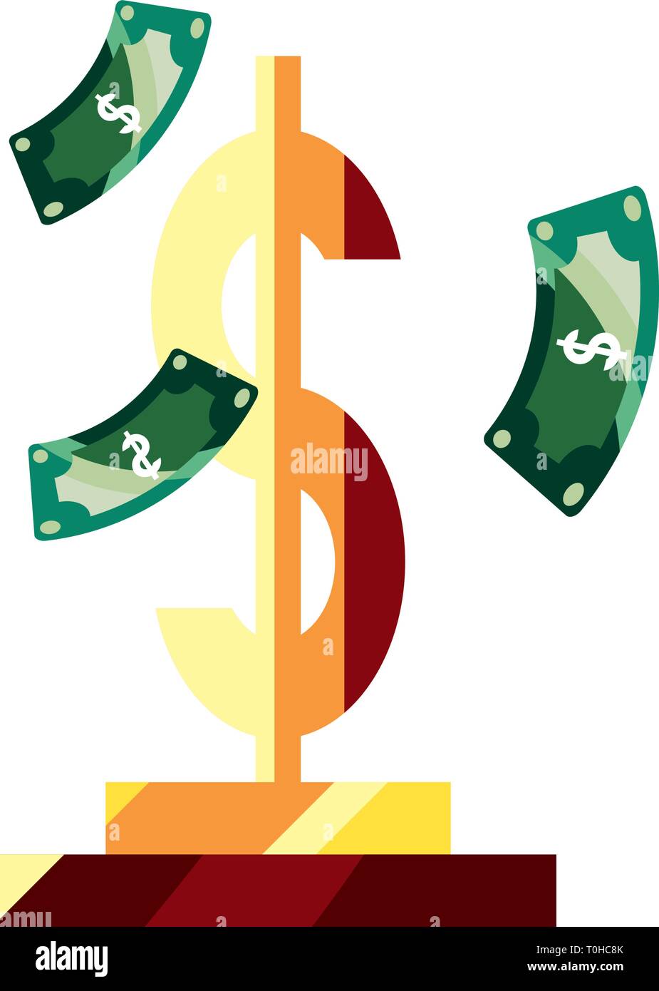 falling banknote money currency dollar symbol vector illustration Stock ...