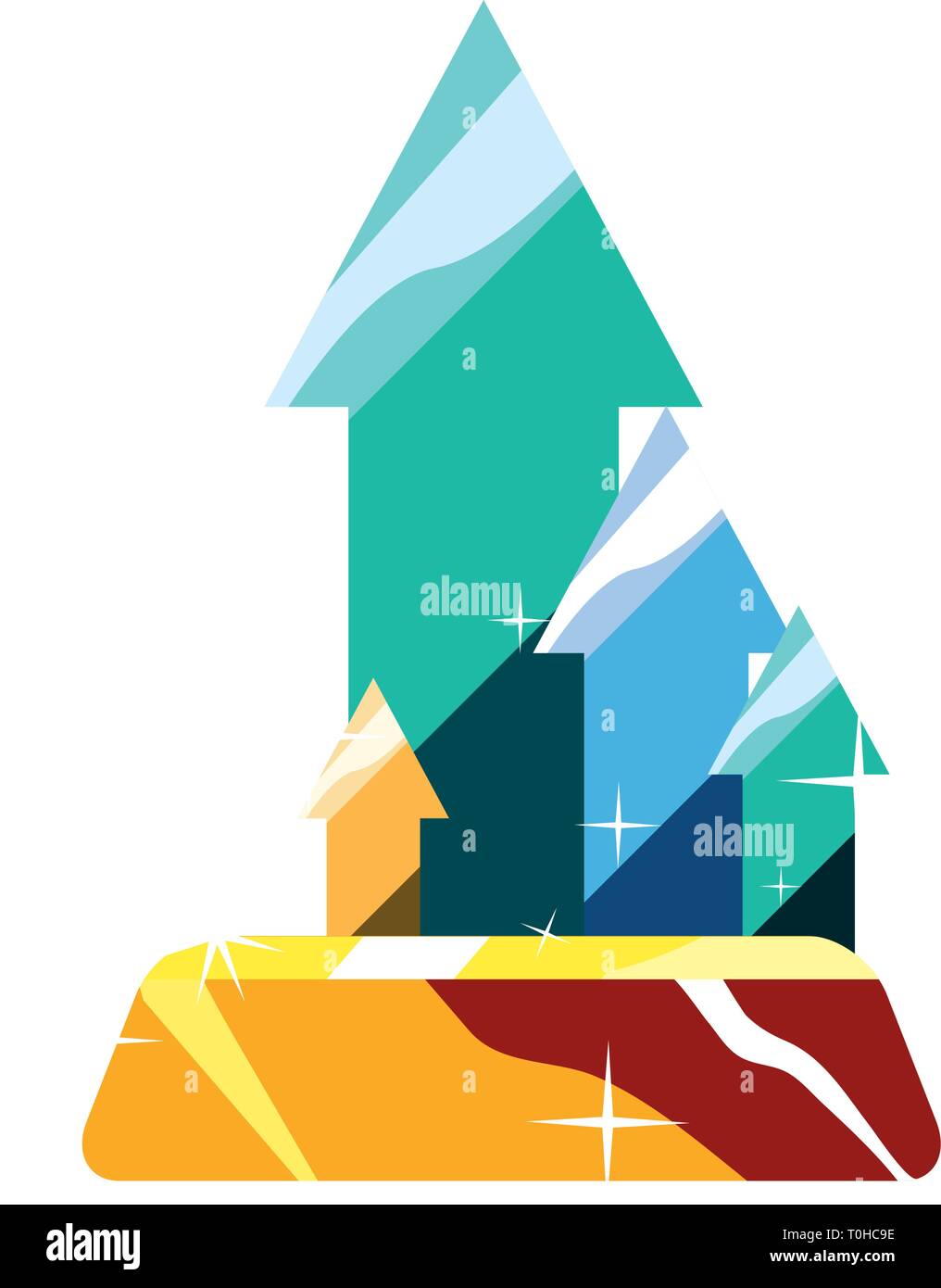 growth arrows chart business on white background vector illustration ...