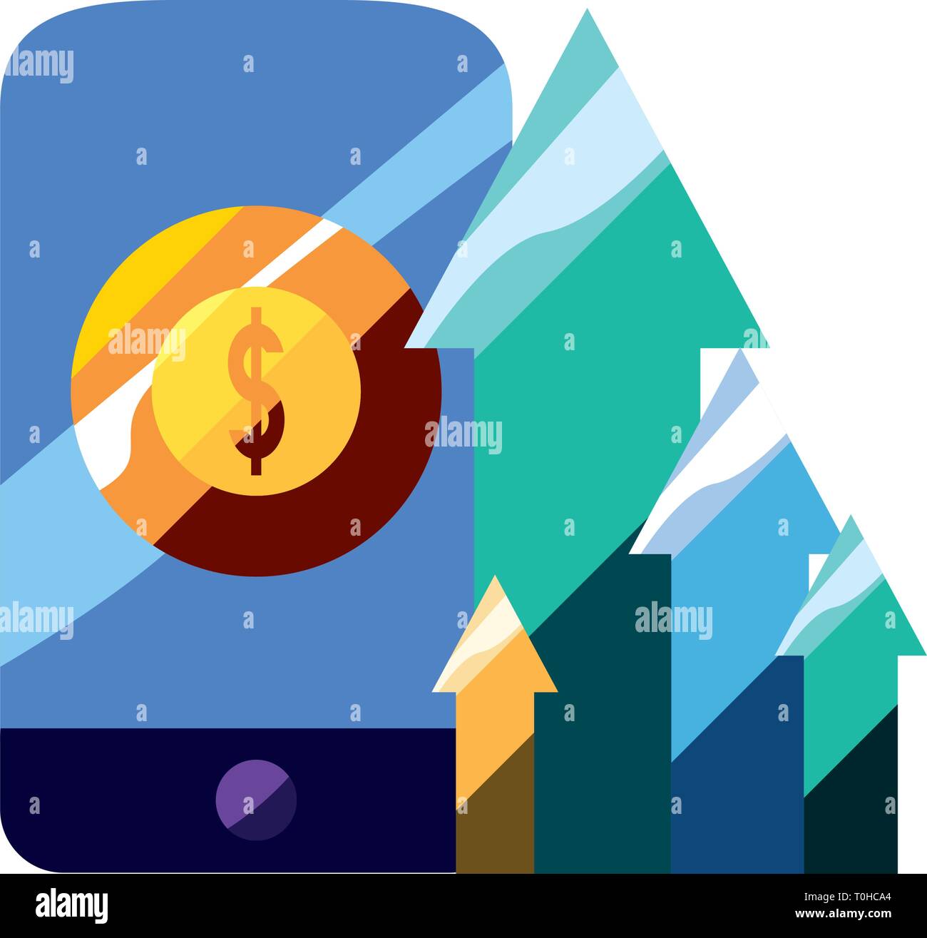 mobile money arrows increse app vector illustration Stock Vector Image ...