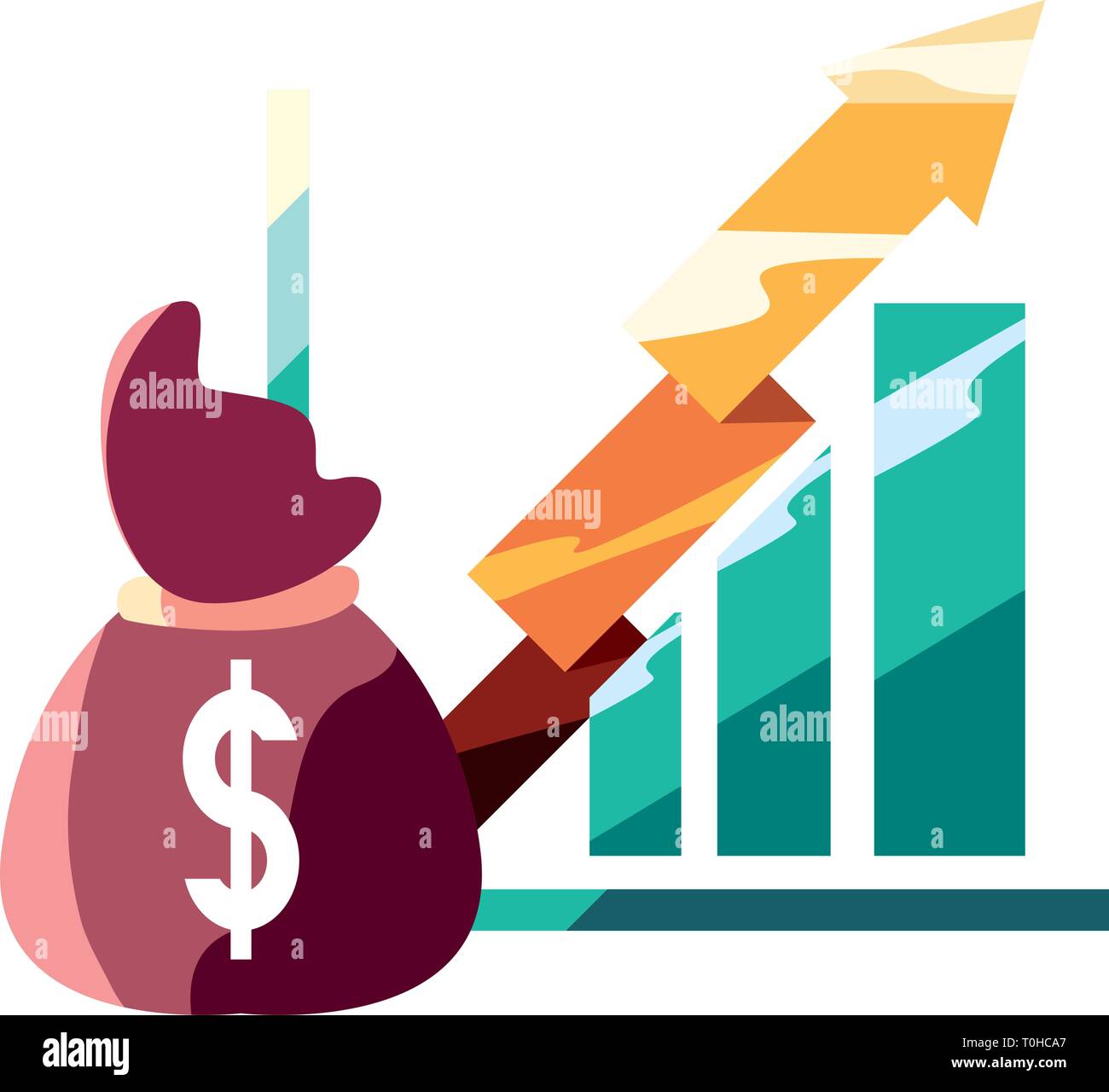 money bag dollar chart arrows up vector illustration Stock Vector Image ...