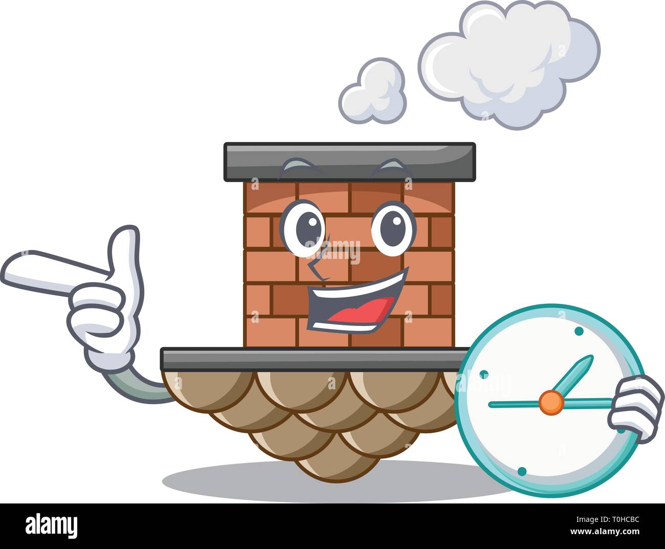 With clock brick chimney isolated in the character Stock Vector Image ...