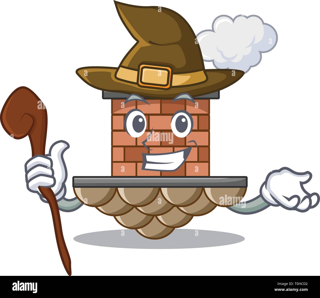 Witch miniature cartoon brick chimney above table Stock Vector Image ...