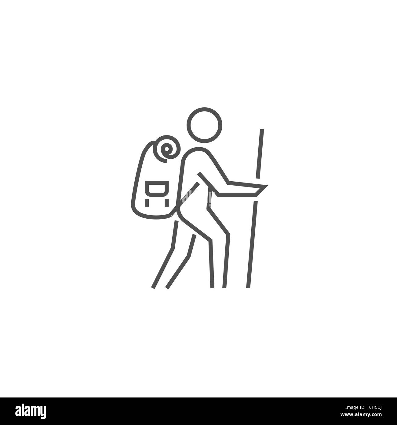 Backpacker Icon. Backpacker Related Vector Line Icon. Isolated on White ...