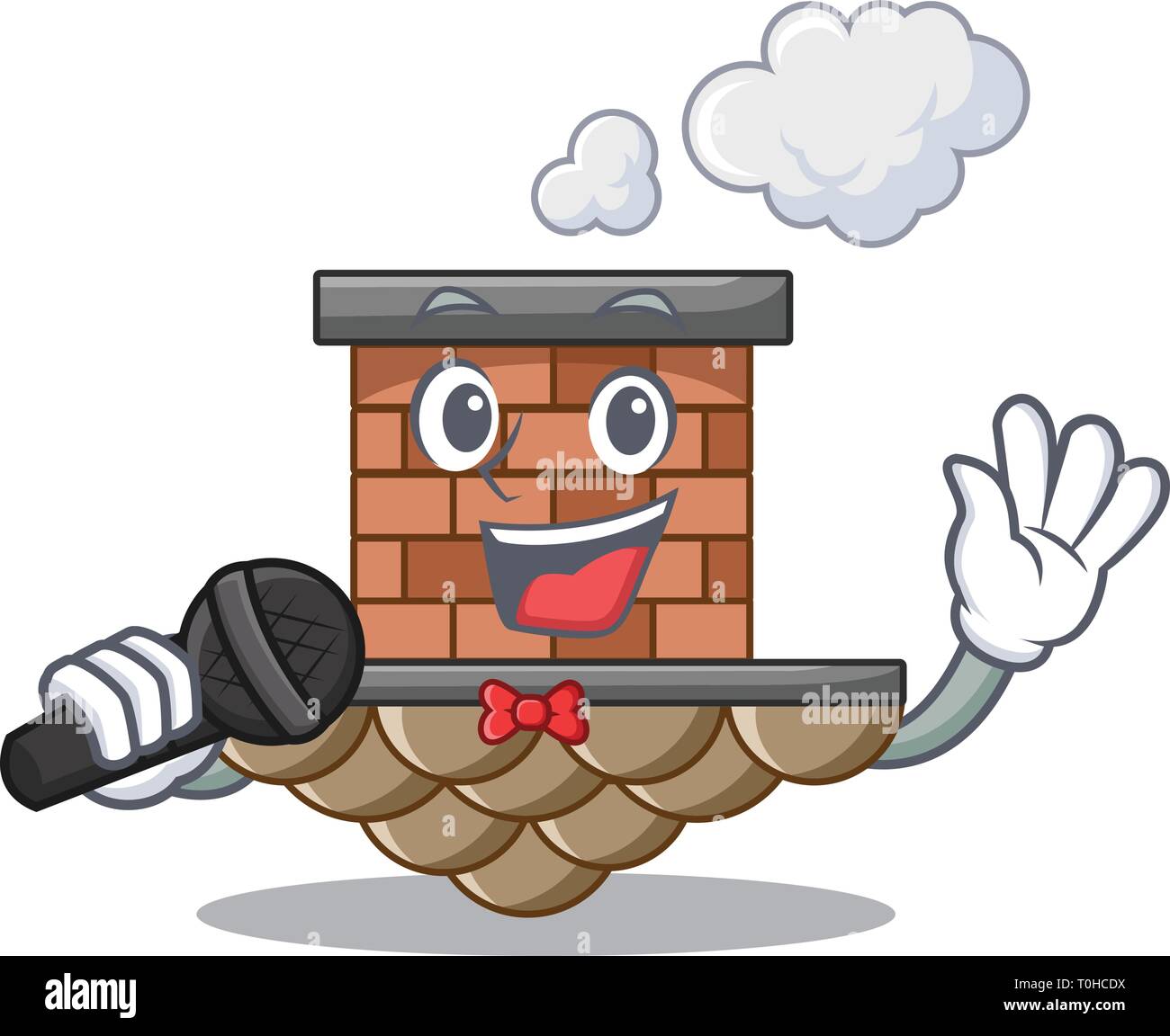 Singing miniature cartoon brick chimney above table Stock Vector Image ...
