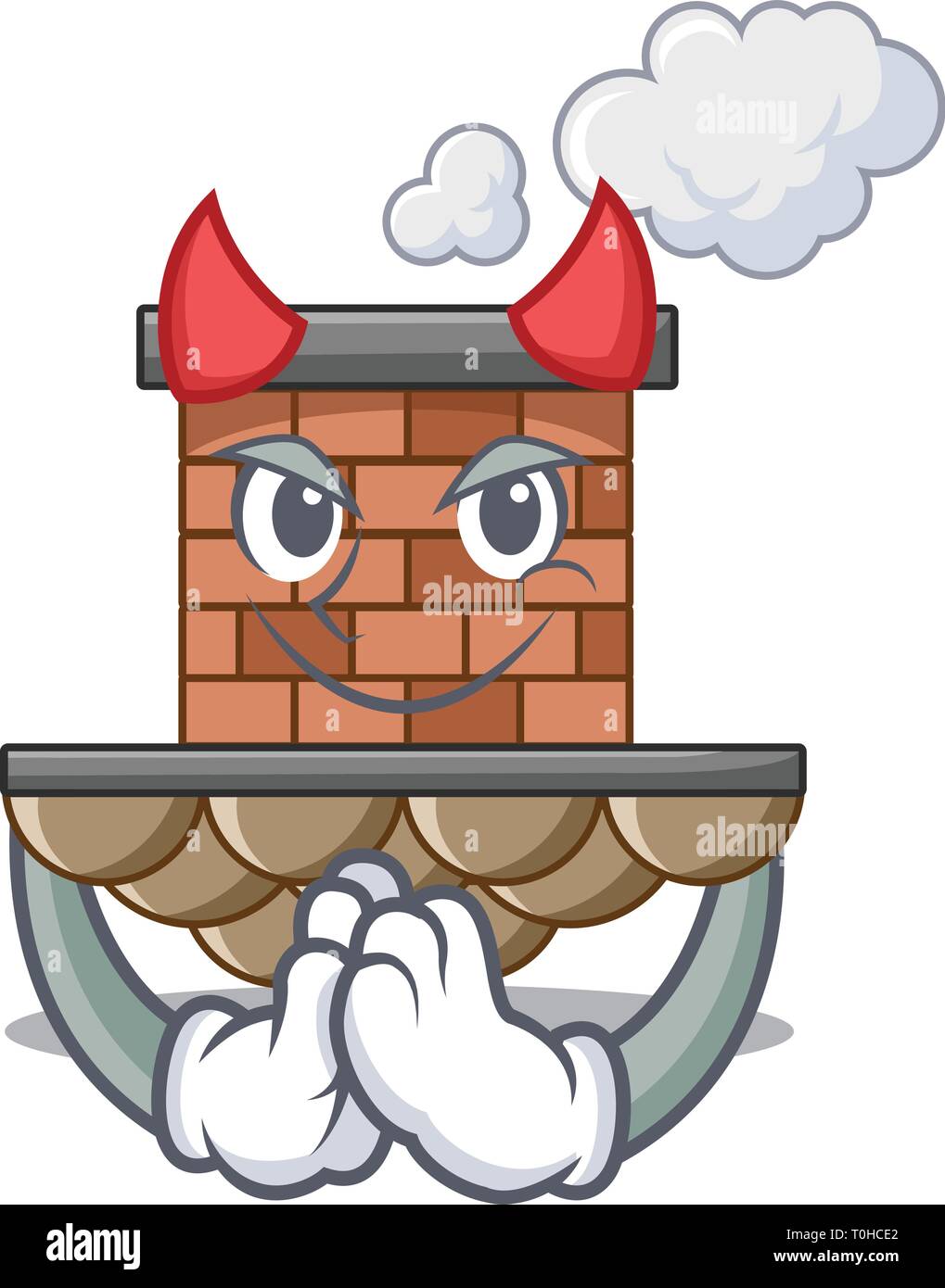 Devil miniature cartoon brick chimney above table Stock Vector Image ...