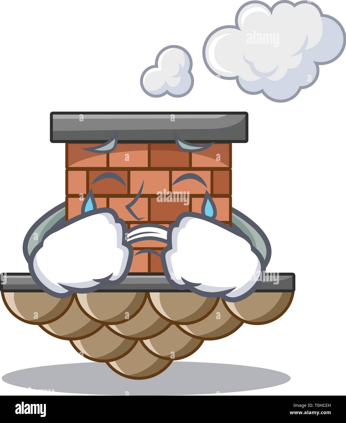 Crying miniature cartoon brick chimney above table Stock Vector Image ...