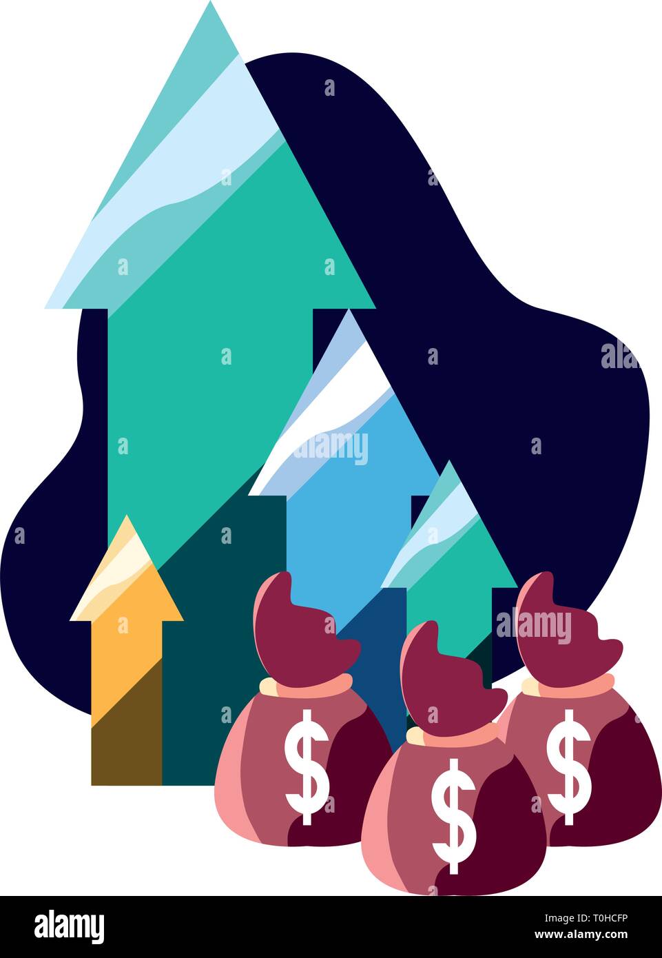 money bags bank arrows financial vector illustration Stock Vector Image ...