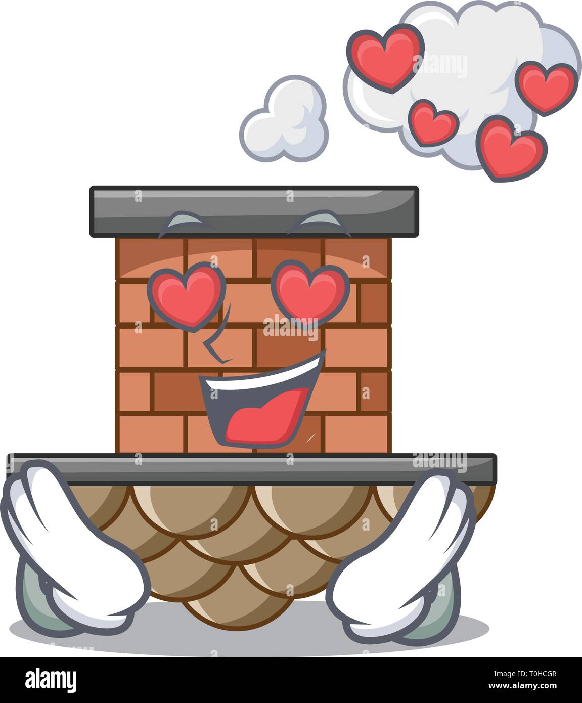 In love miniature cartoon brick chimney above table Stock Vector Image ...