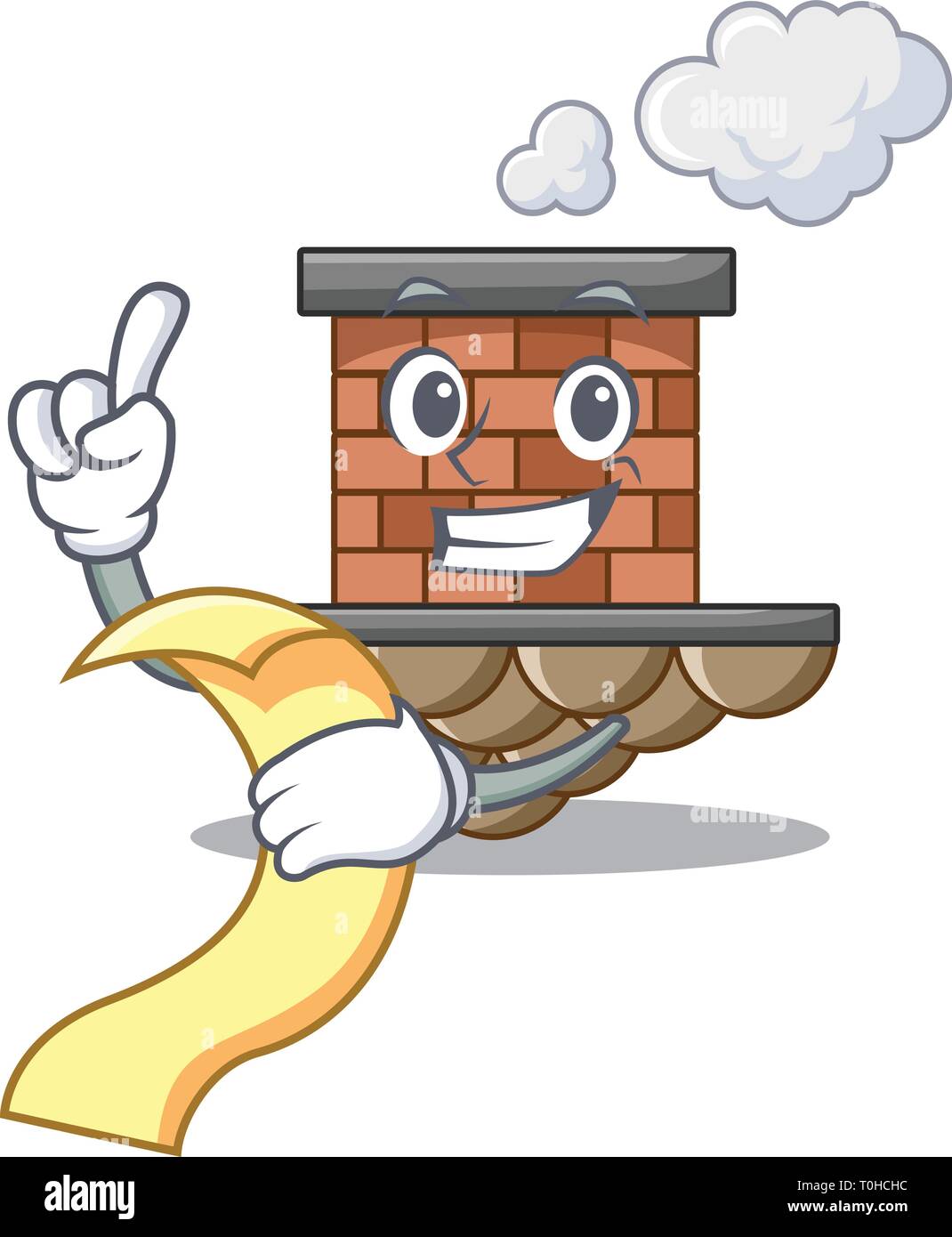 With menu miniature cartoon brick chimney above table Stock Vector ...