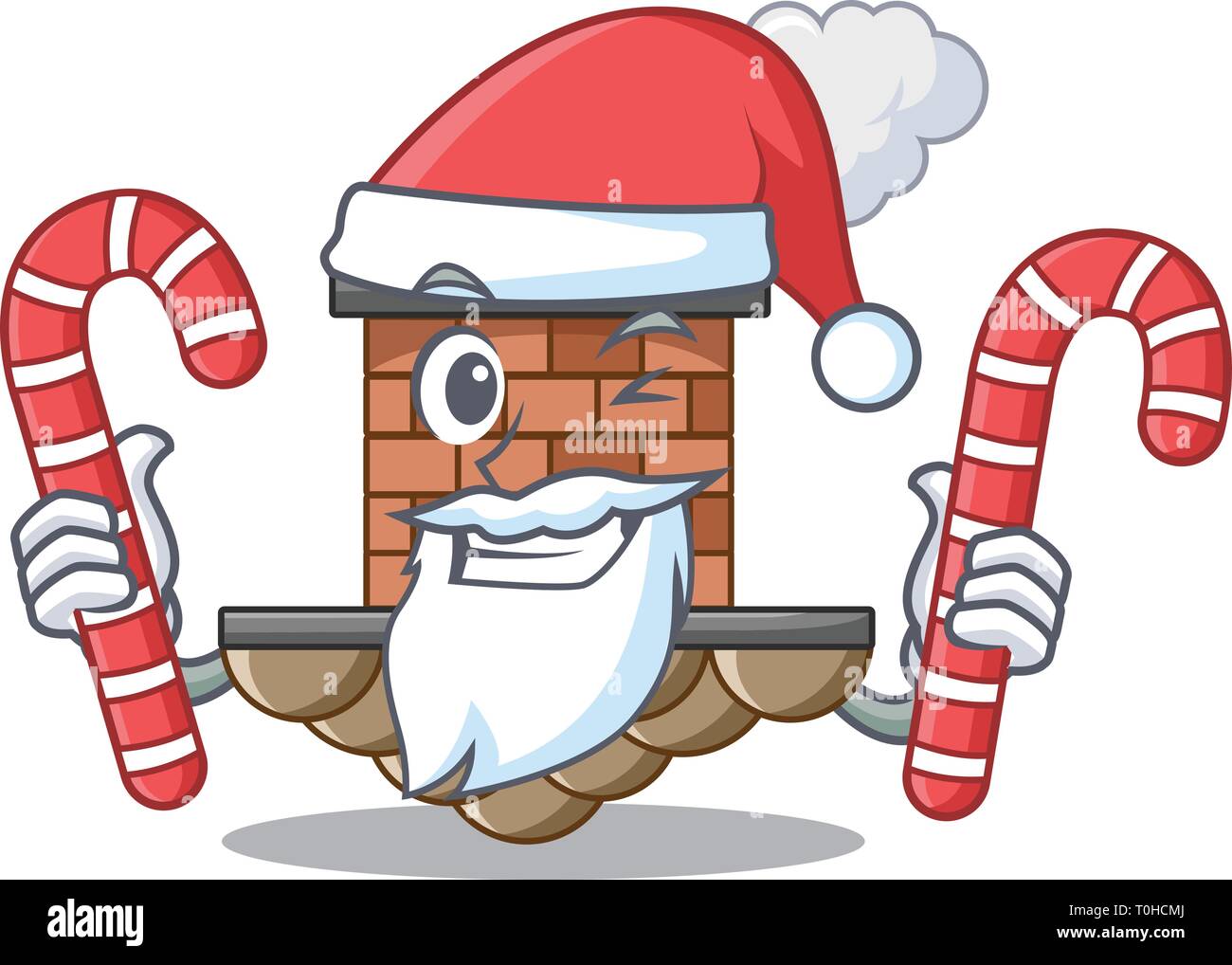 Santa with candy brick chimney next the cartoon roof Stock Vector Image ...