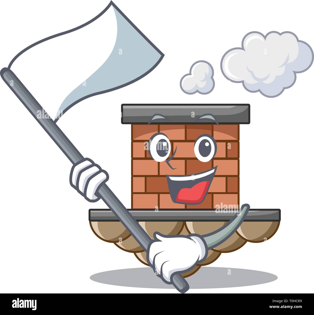 With flag brick chimney next the cartoon roof Stock Vector Image & Art ...
