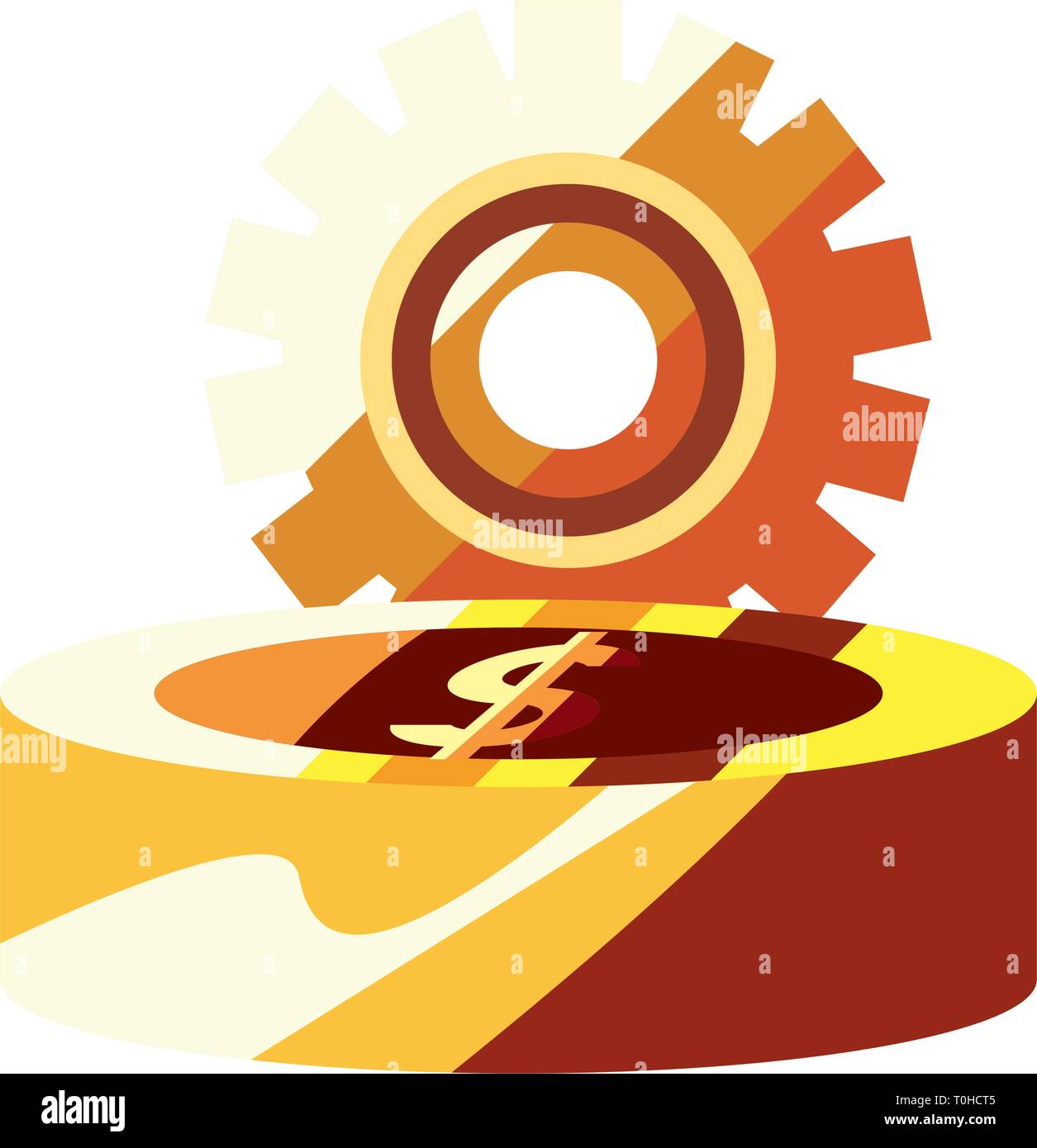 gold gear coin dollar money vector illustration Stock Vector Image ...