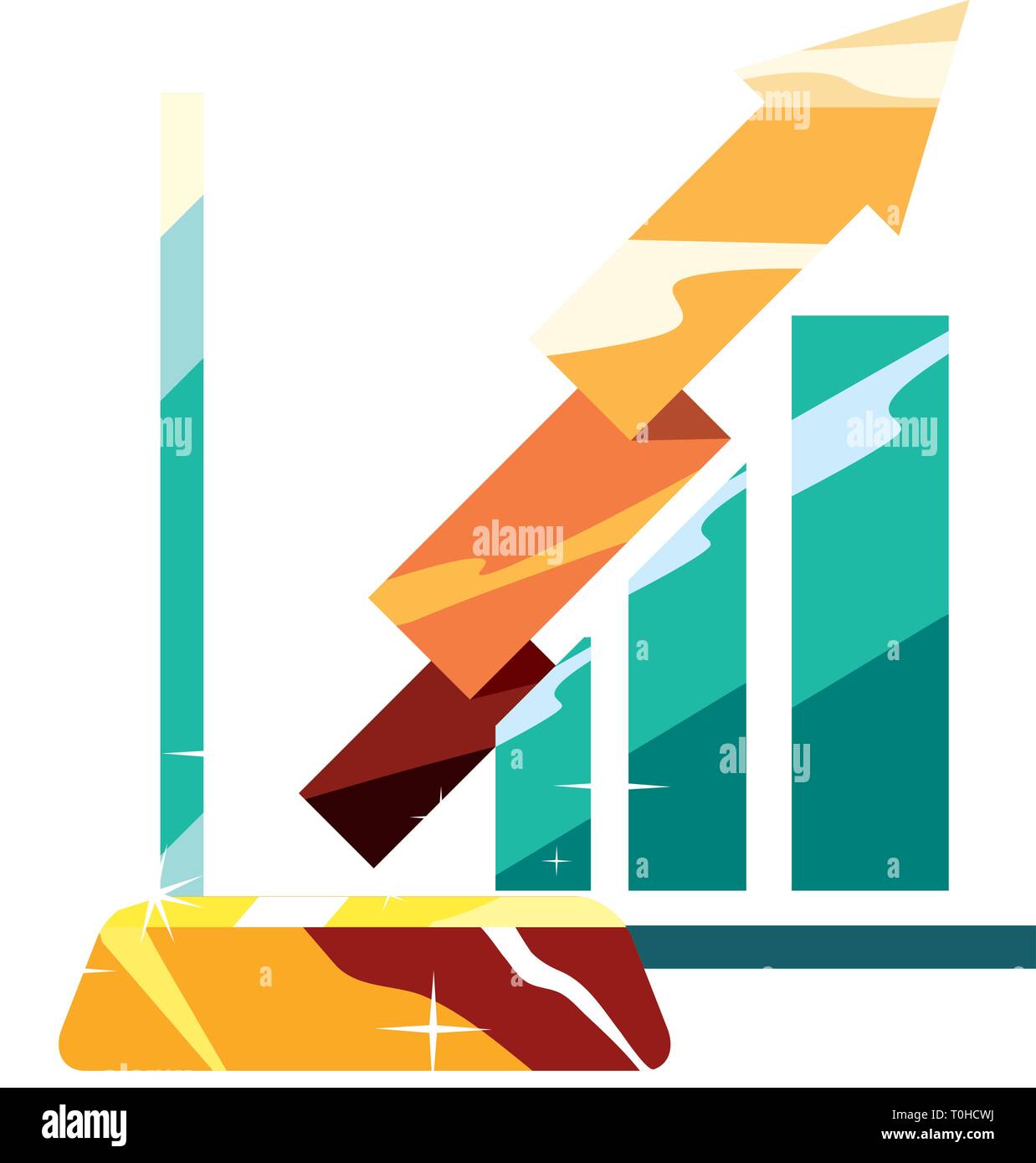 business chart gold arrow profit vector illustration Stock Vector Image ...