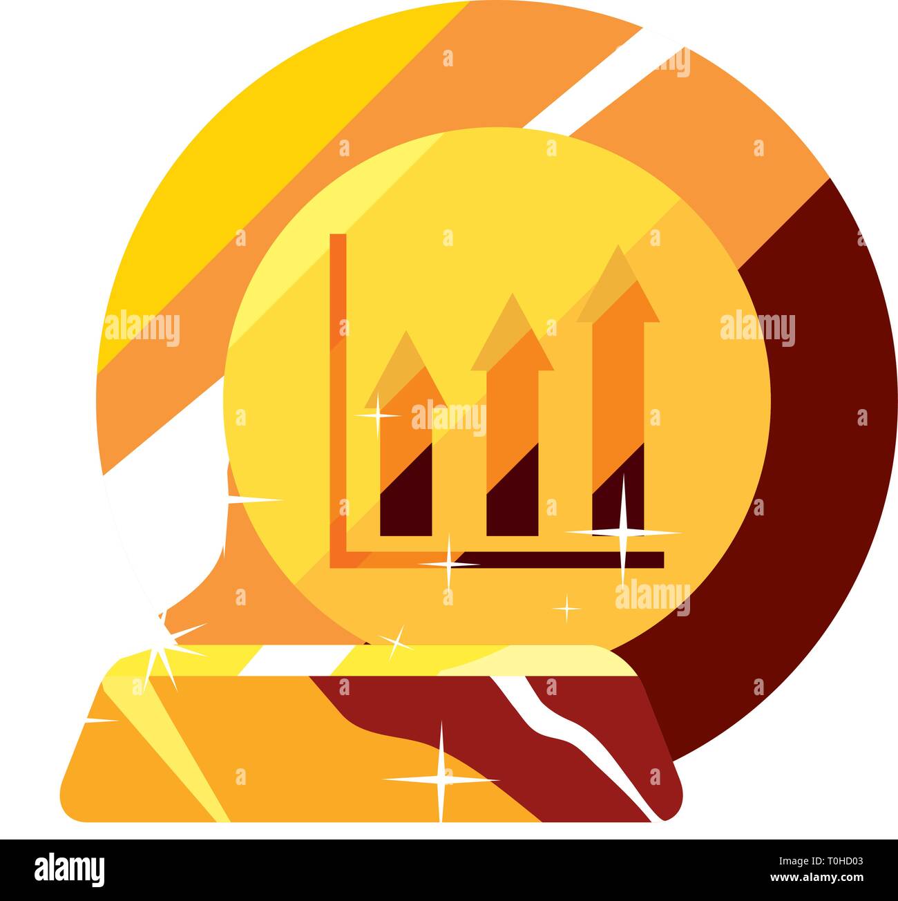 coin gold bar chart on white background vector illustration Stock ...