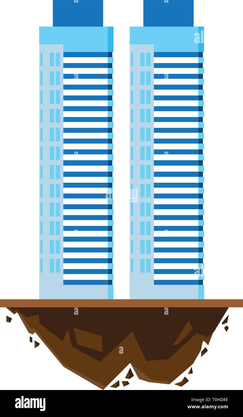 urban buildings in terrain ground vector illustration design Stock ...