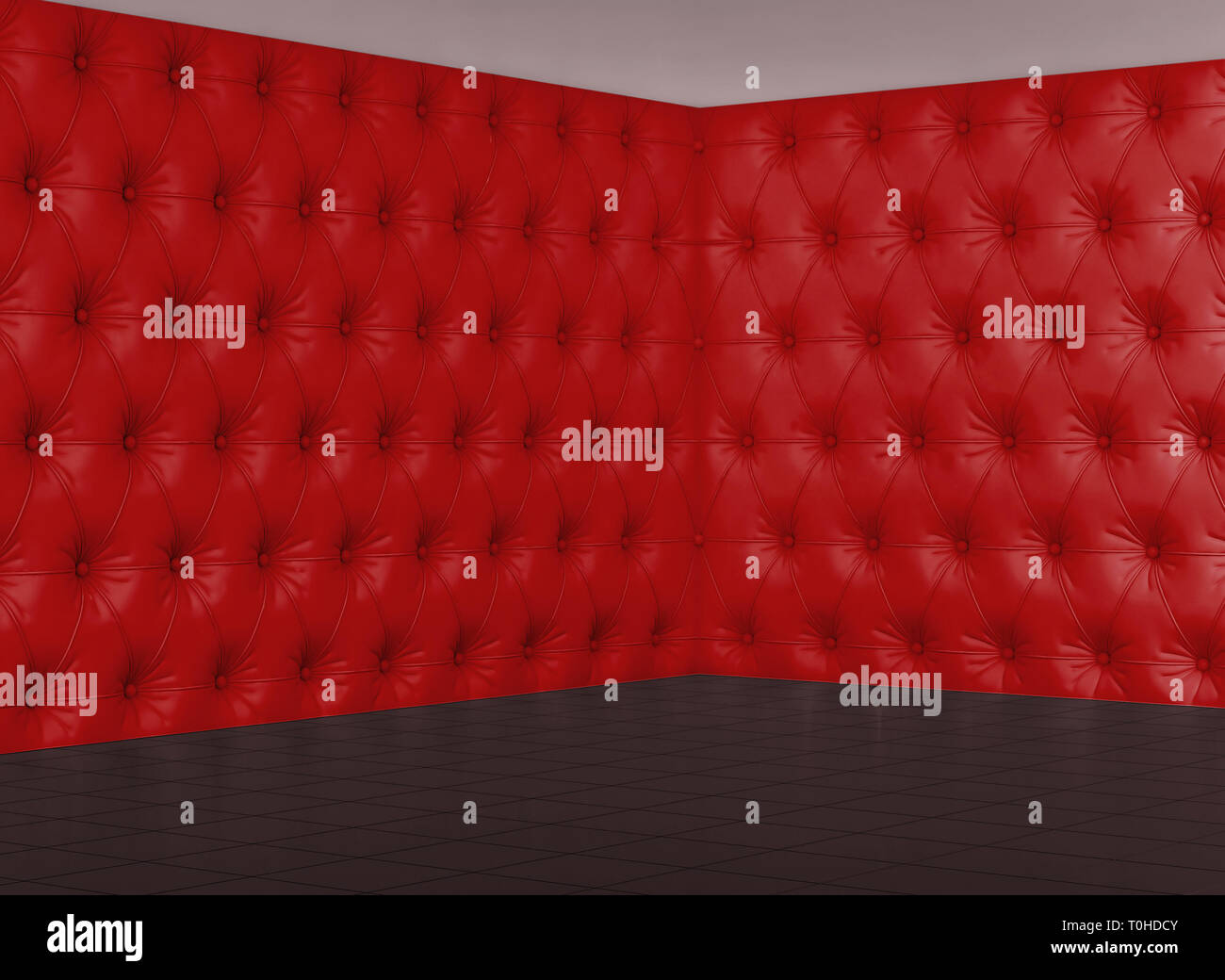 Empty room with red chester wall and black floor. 3d render Stock Photo ...