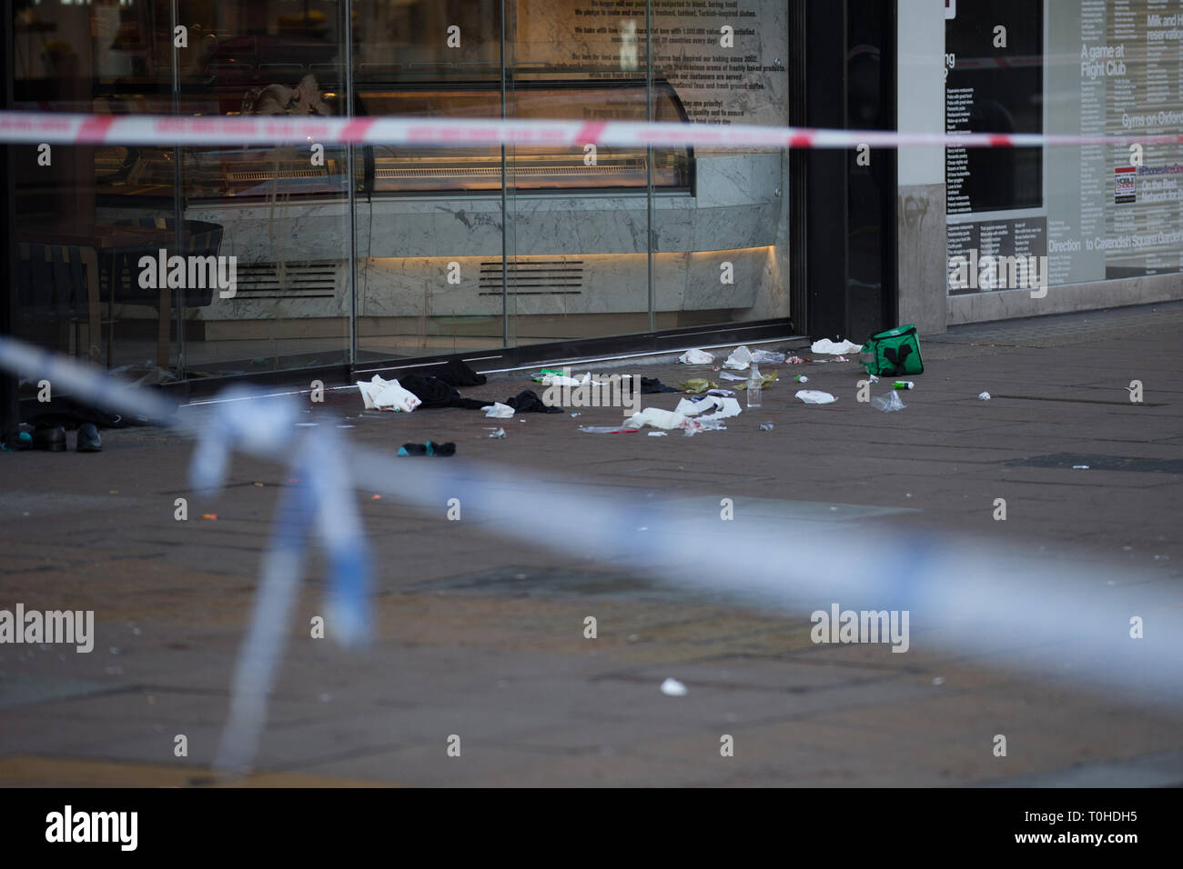 Crime scene at London's Oxford Street where three people were stabbed ...