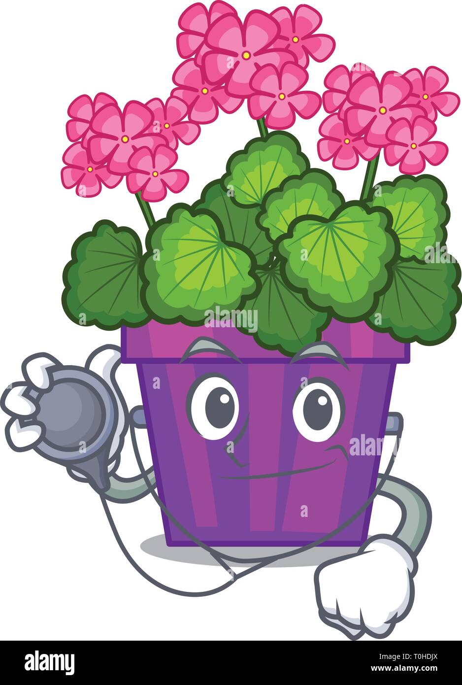 Doctor geranium flower isolated with the mascot Stock Vector Image ...