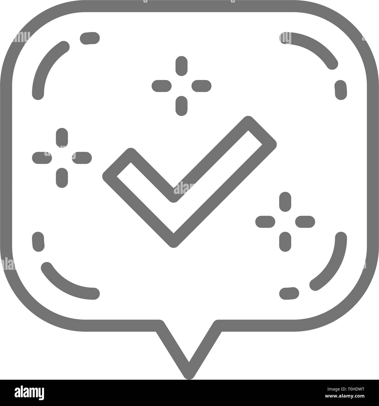 Check mark or tick notification in bubble, approved checkmark, accept ...