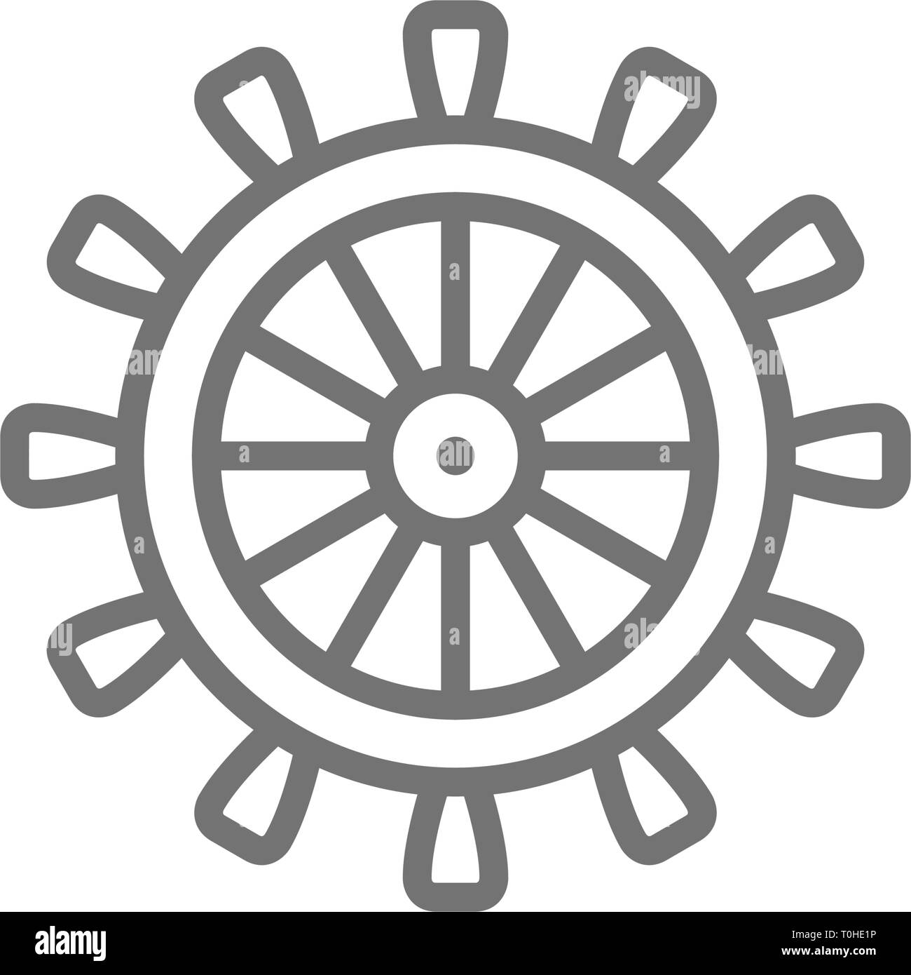 Ship steering wheel, rudder, helm line icon Stock Vector Image & Art ...