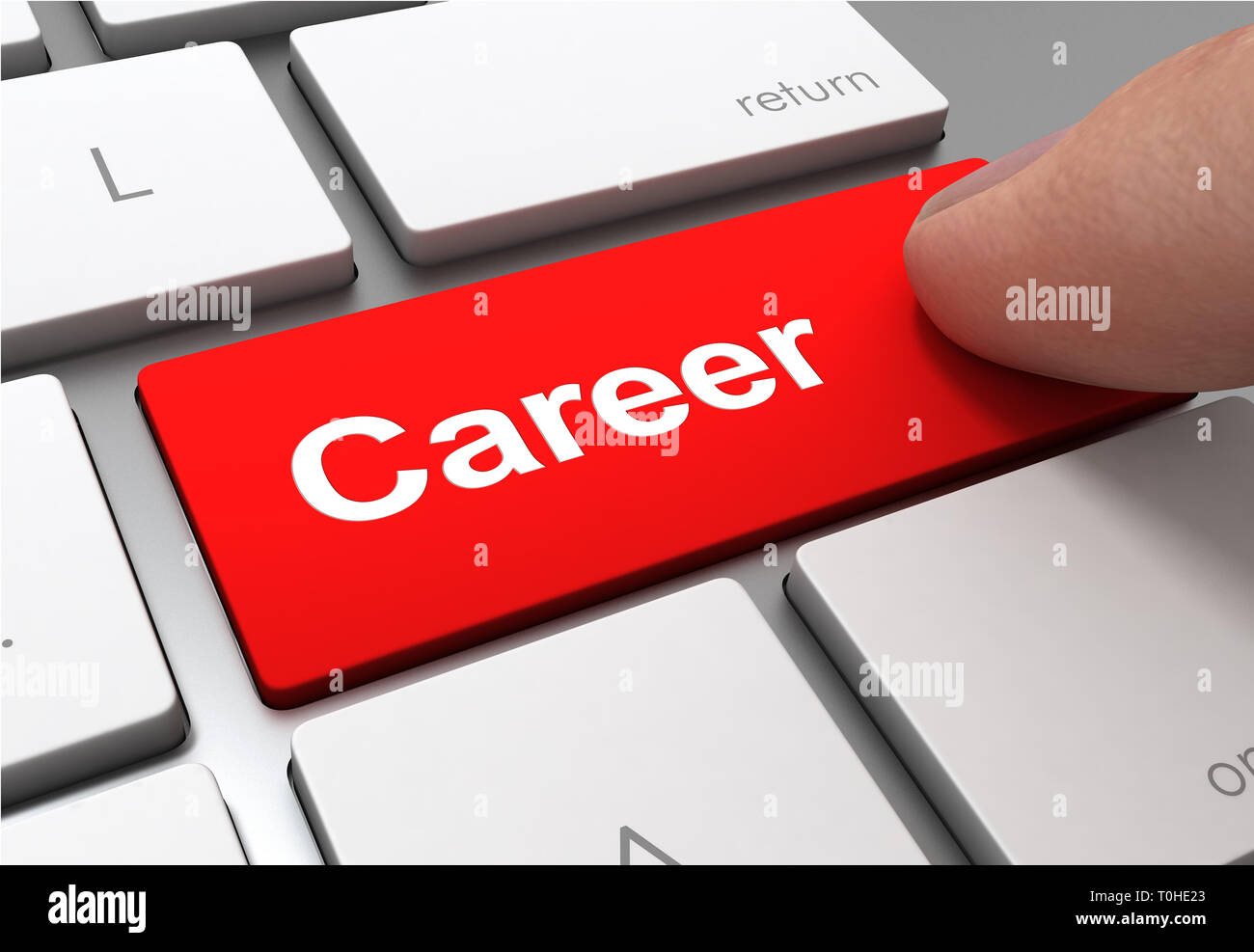 pushing career button key concept 3d illustration Stock Photo - Alamy