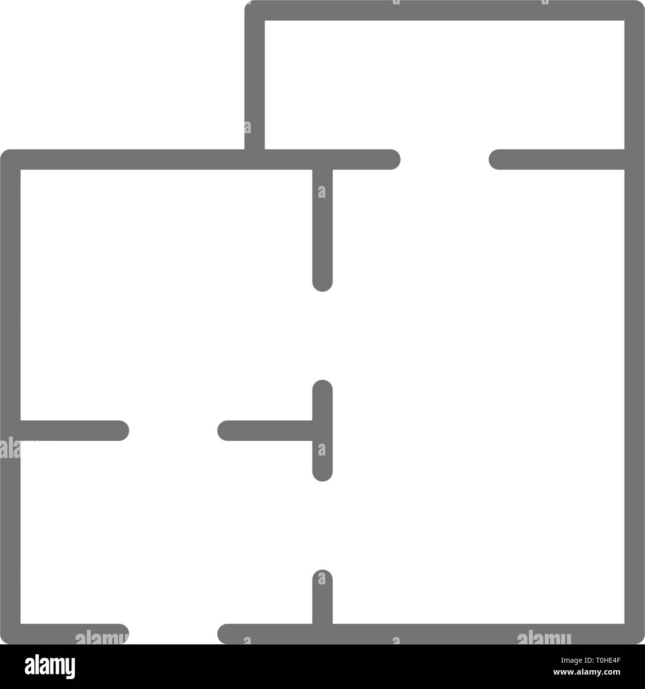 Apartment map, house project, floor plan line icon Stock Vector Image ...