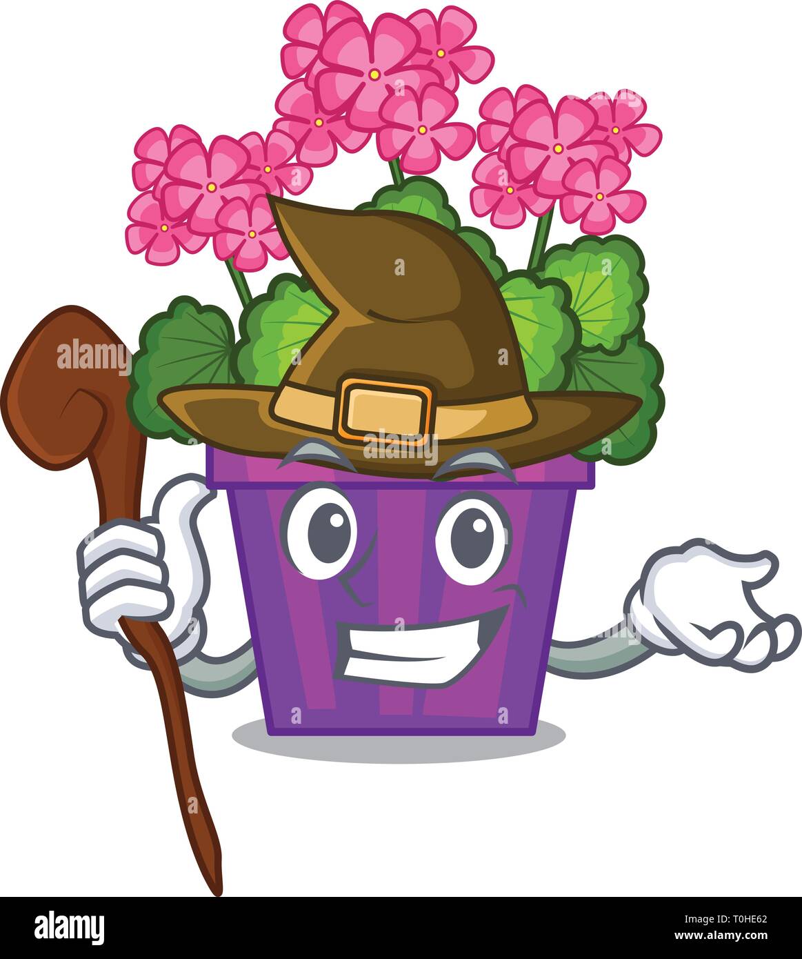 Witch geranium flowers in the cartoon pot Stock Vector Image & Art - Alamy