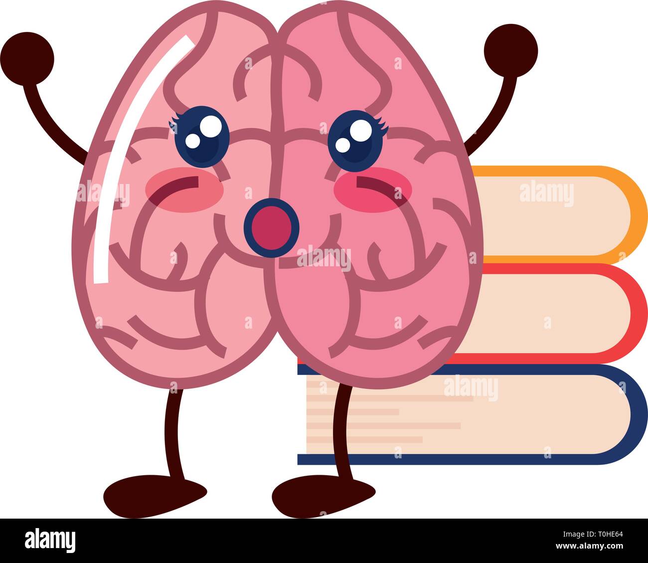 brain cartoon books study creativity vector illustration Stock Vector ...