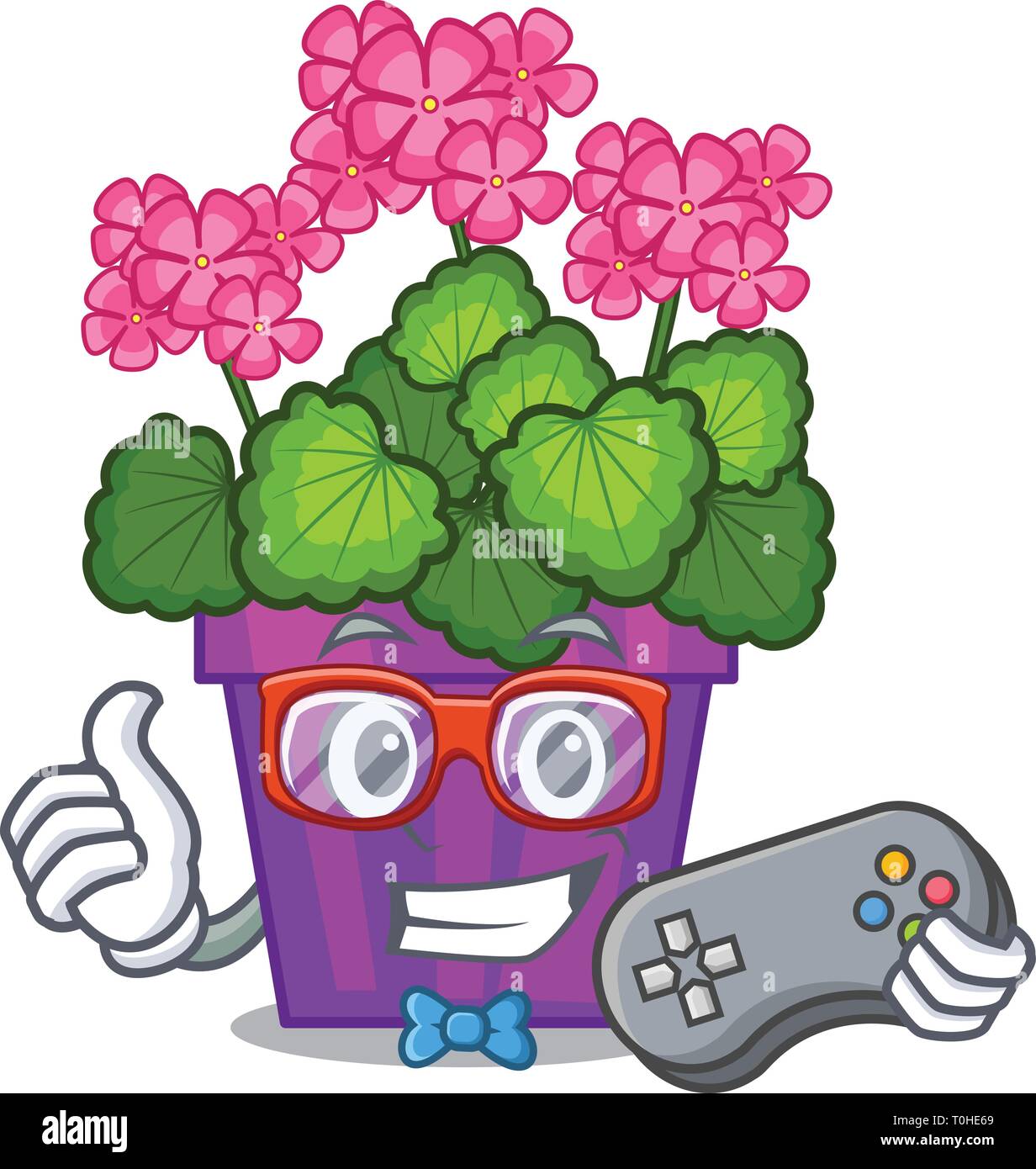 Gamer geranium flowers in the cartoon pot Stock Vector Image & Art - Alamy