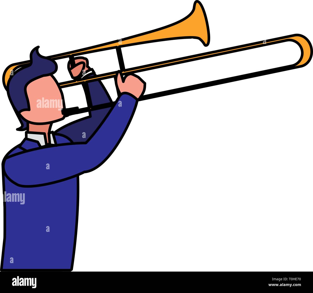 musician playing trumpet character vector illustration design Stock ...