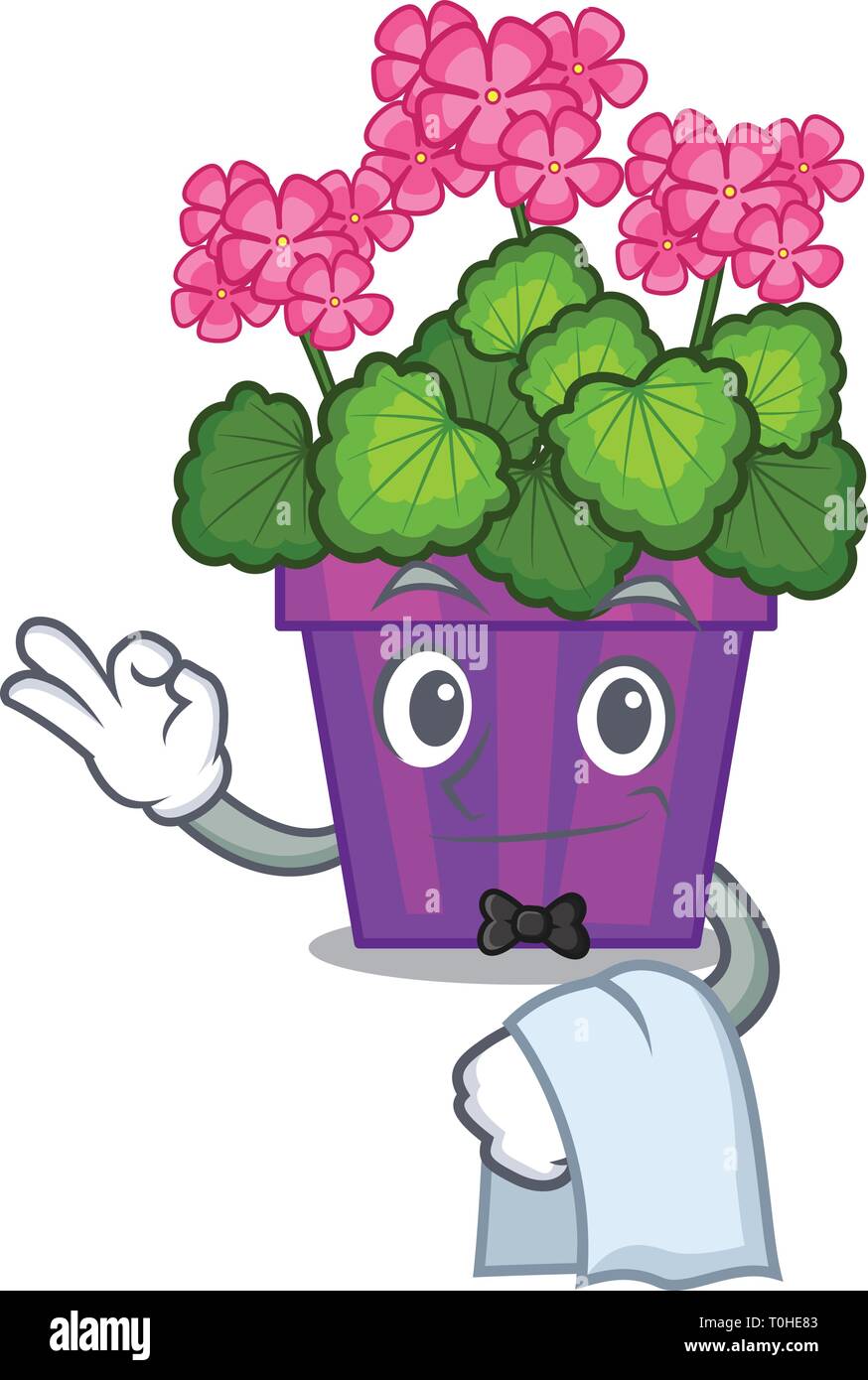 Waiter geranium flowers in the cartoon pot Stock Vector Image & Art - Alamy