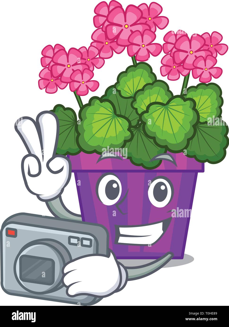 Photographer geranium flowers in the cartoon pot Stock Vector Image ...