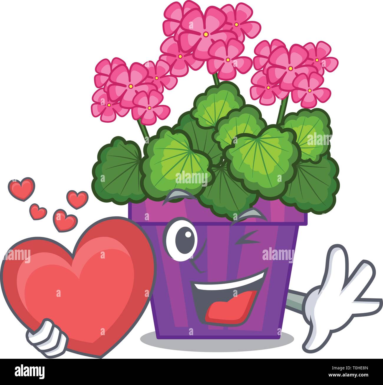 With heart geranium flowers in the cartoon pot Stock Vector Image & Art ...