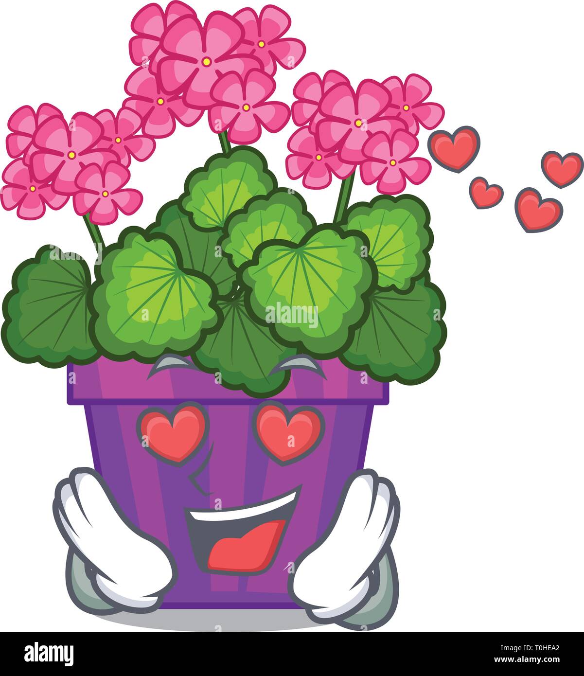 In love geranium flowers in the cartoon pot Stock Vector Image & Art ...