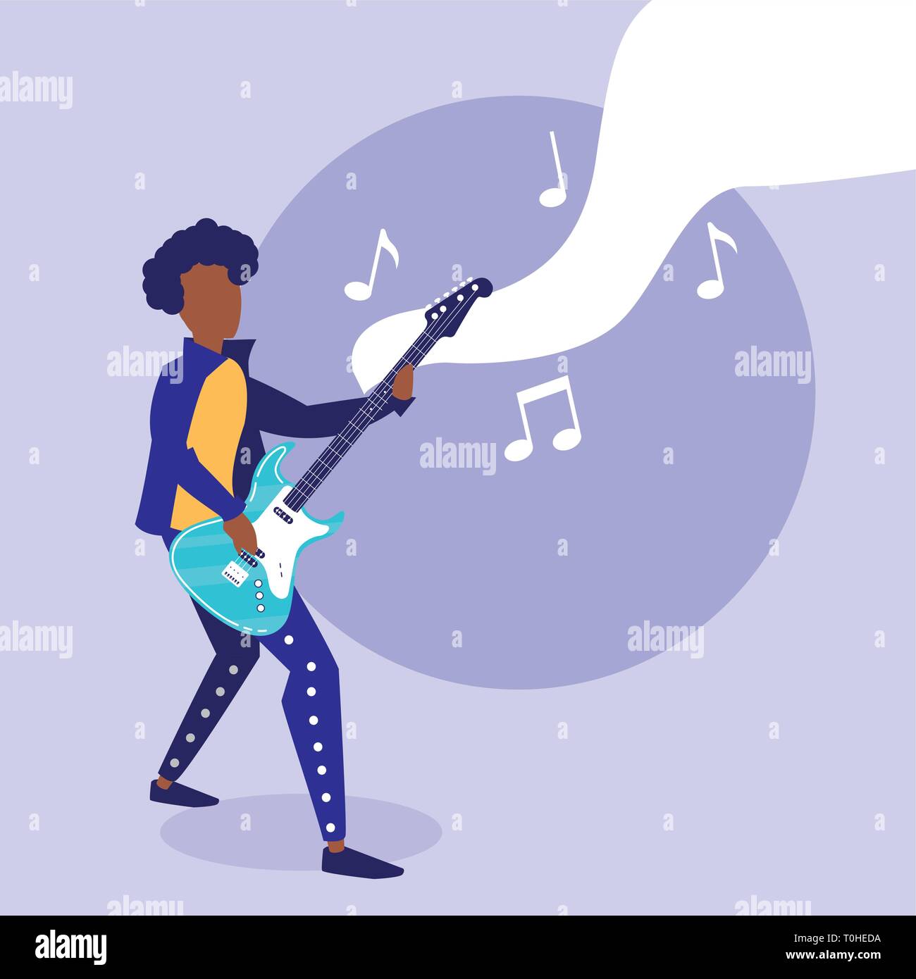 rocker man playing guitar electric character vector illustration design ...
