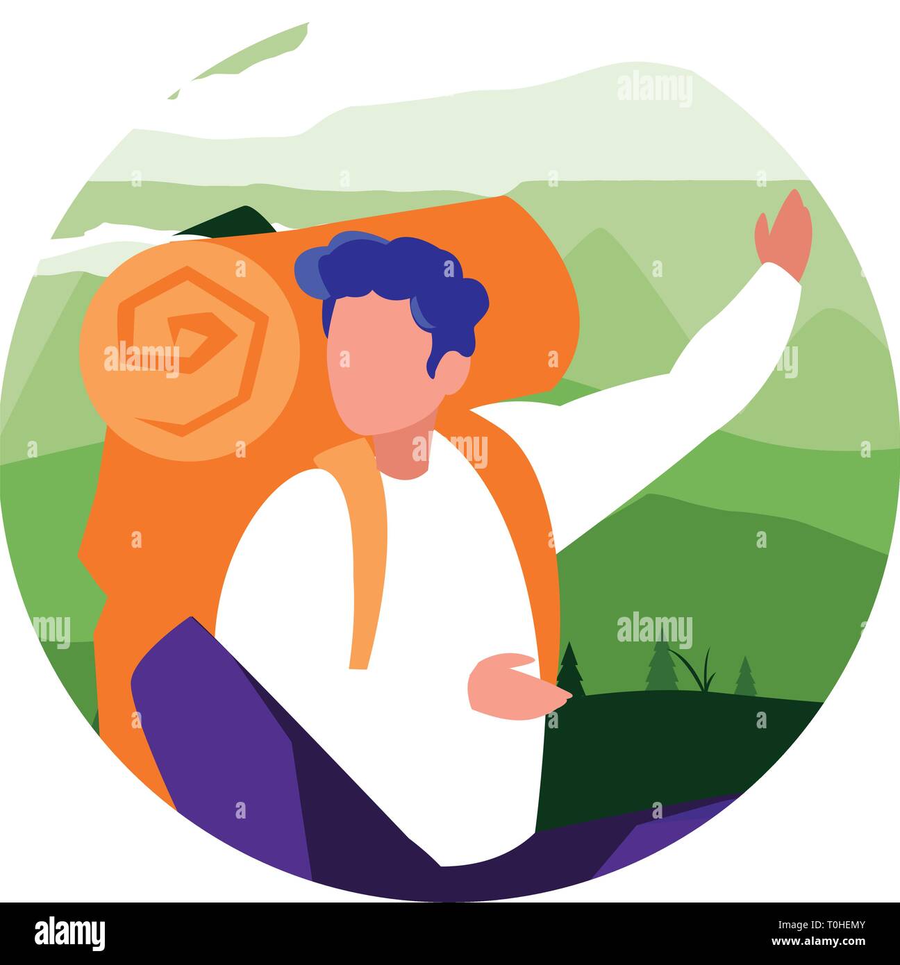 young man in forest landscape scene vector illustration design Stock ...