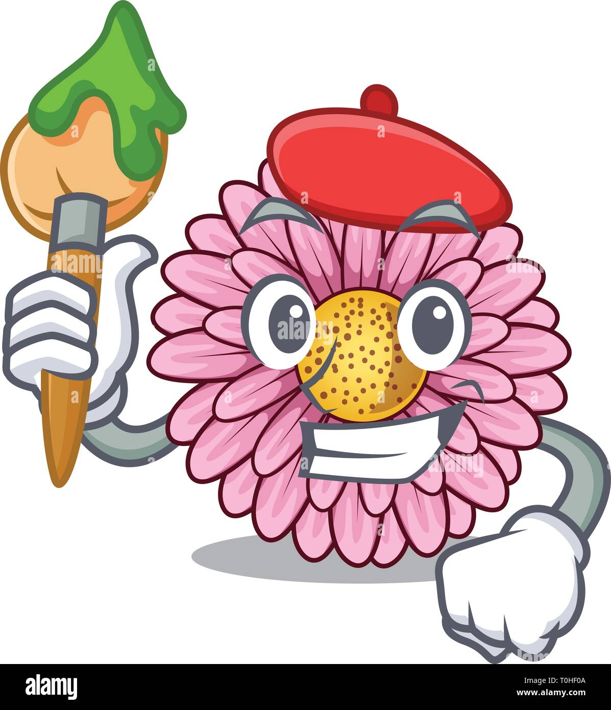 Artist gerbera flower pot above character table Stock Vector Image ...