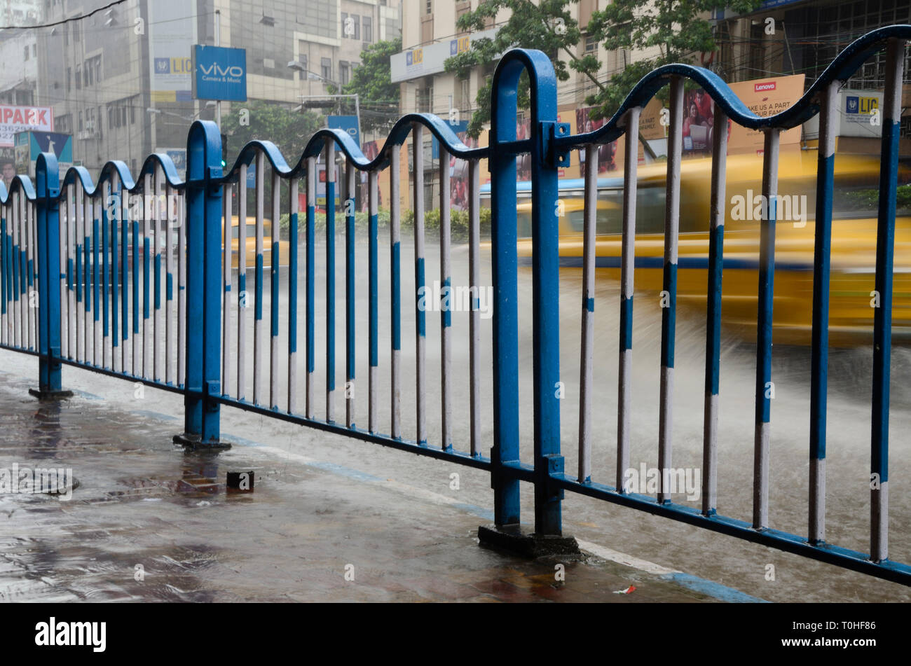 Metal street railing, Kolkata, West Bengal, India, Asia Stock Photo - Alamy