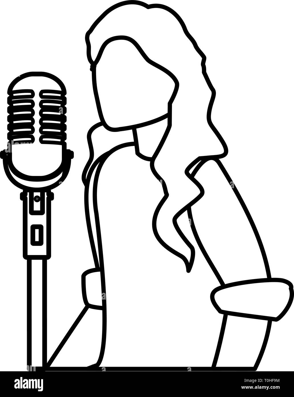 female singer with microphone character vector illustration design ...
