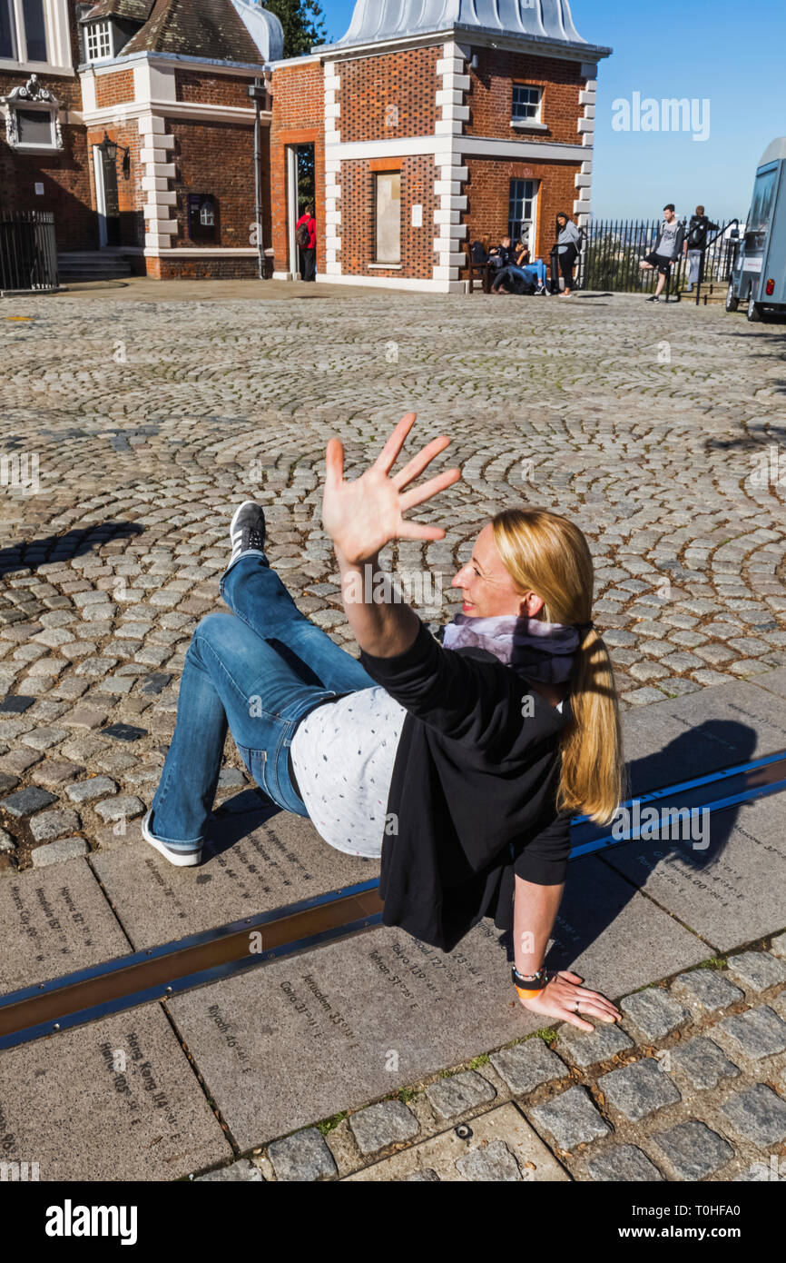 England, London, Greenwich, Royal Observatory, Female Tourist ...