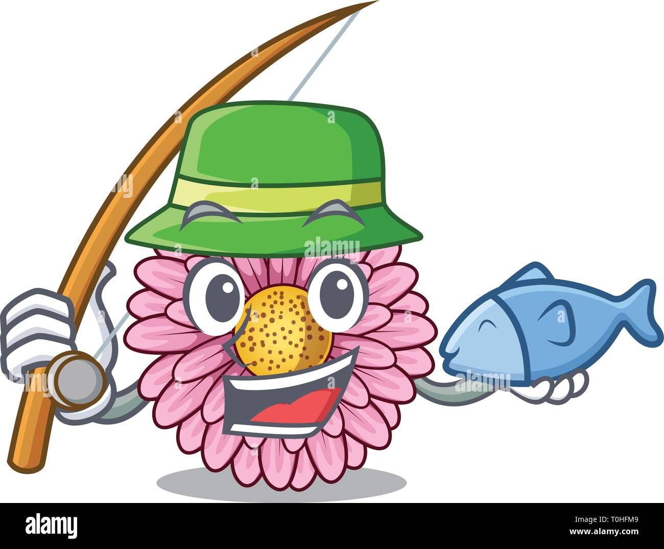 Fishing gerbera flower isolated in the cartoon Stock Vector Image & Art ...