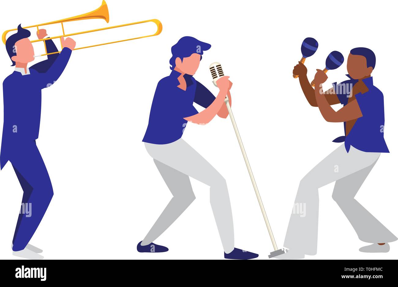 singer and musicians band characters vector illustration design Stock ...