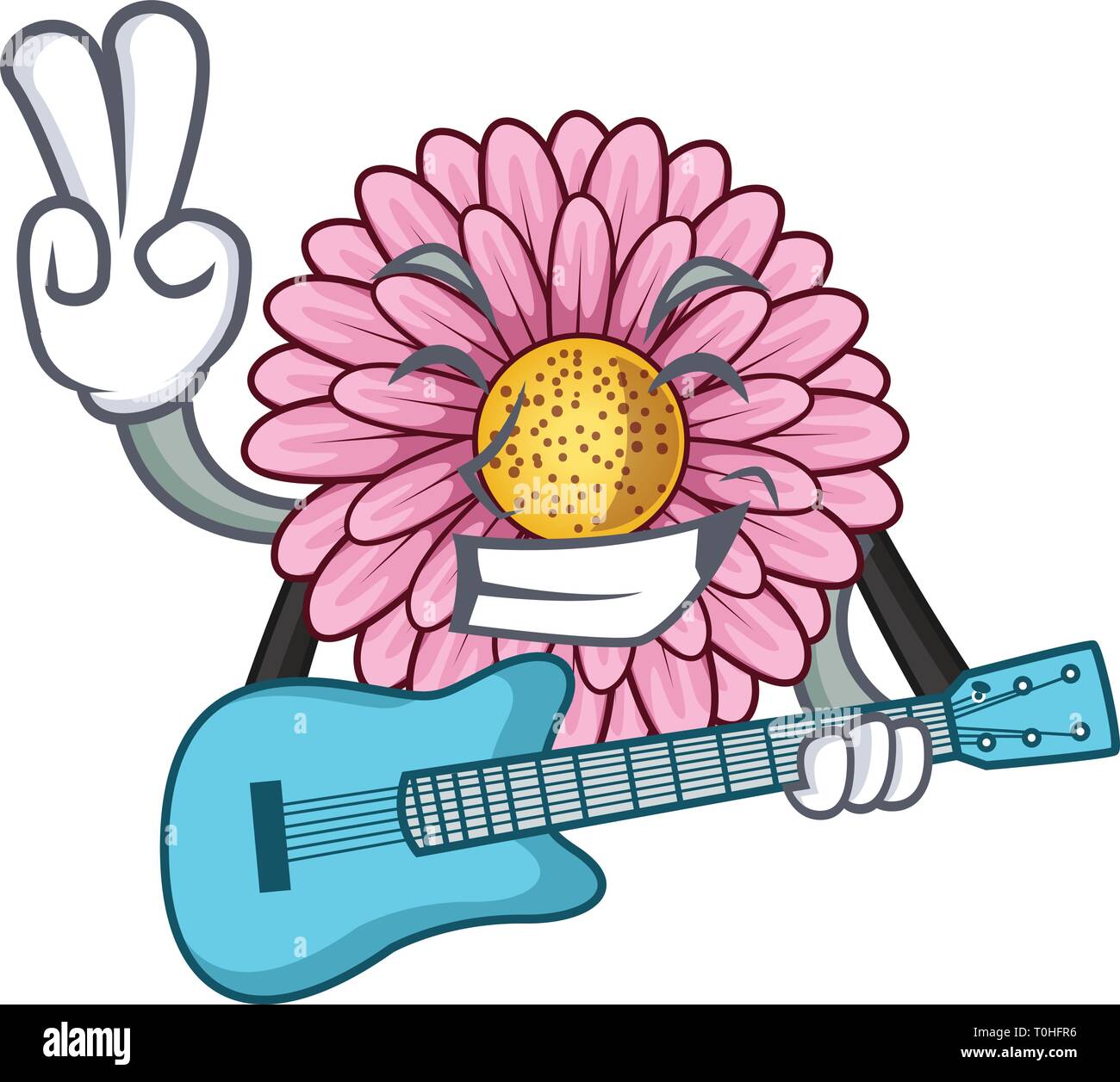 With guitar gerbera flower isolated in the cartoon Stock Vector Image ...