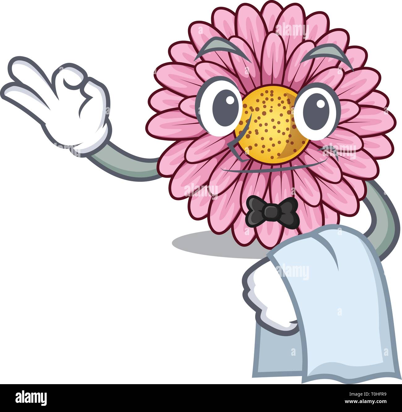 Waiter gerbera flower isolated in the cartoon Stock Vector Image & Art ...